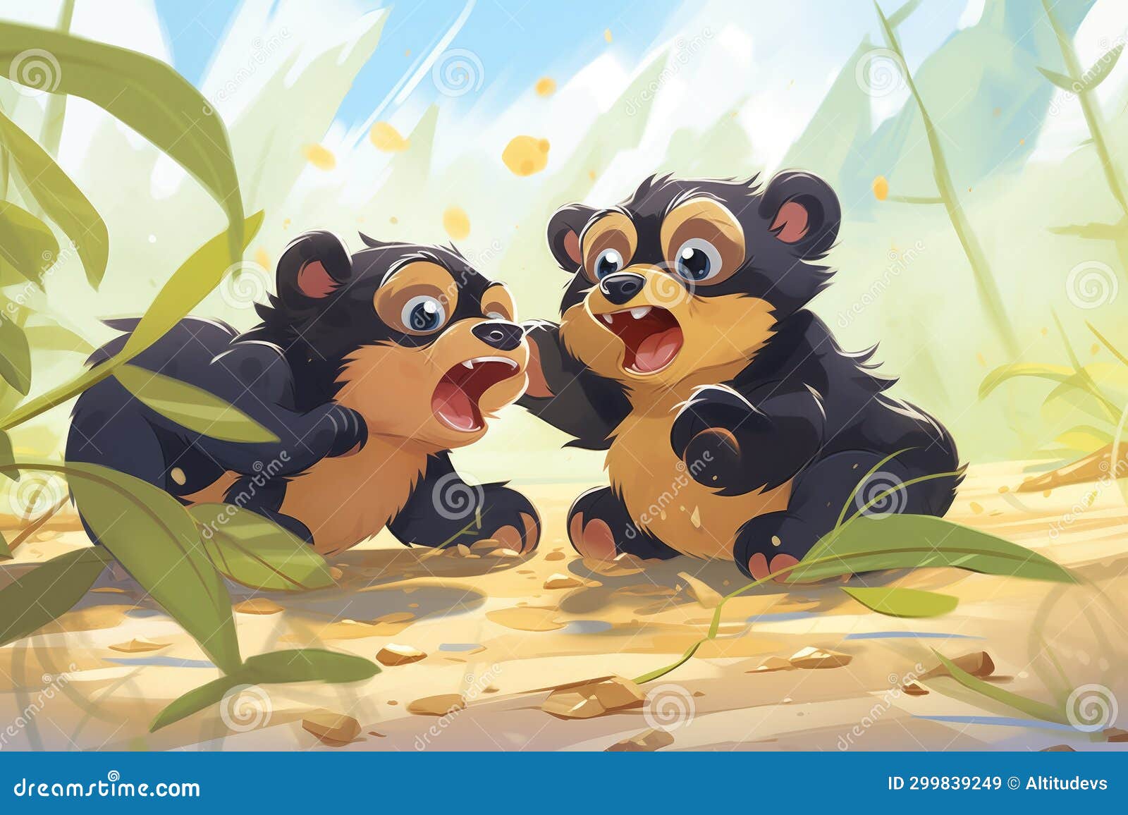 Spectacled Bear Cubs Playing with Each Other Stock Image - Image of ...