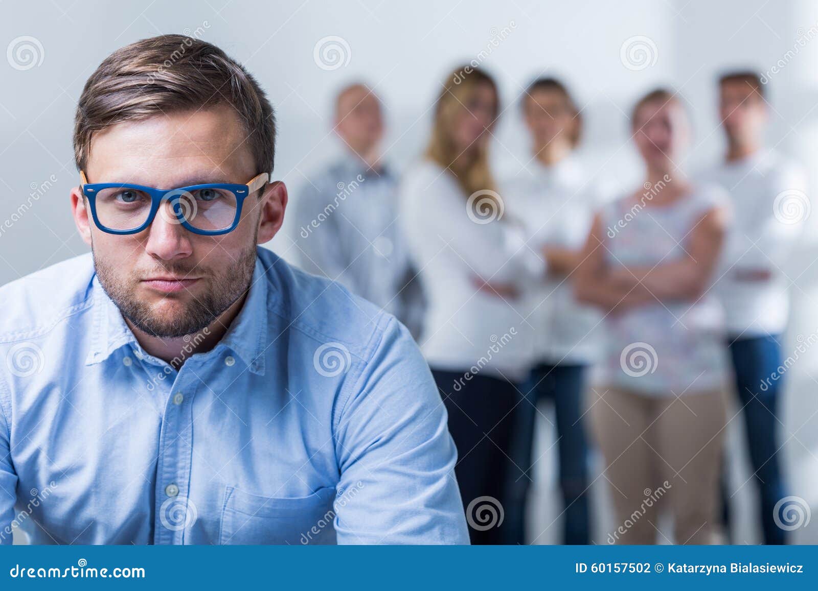 Spectacles with blue frame stock photo. Image of young - 60157502