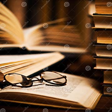 Spectacles on books stock photo. Image of knowledge, library - 15550604