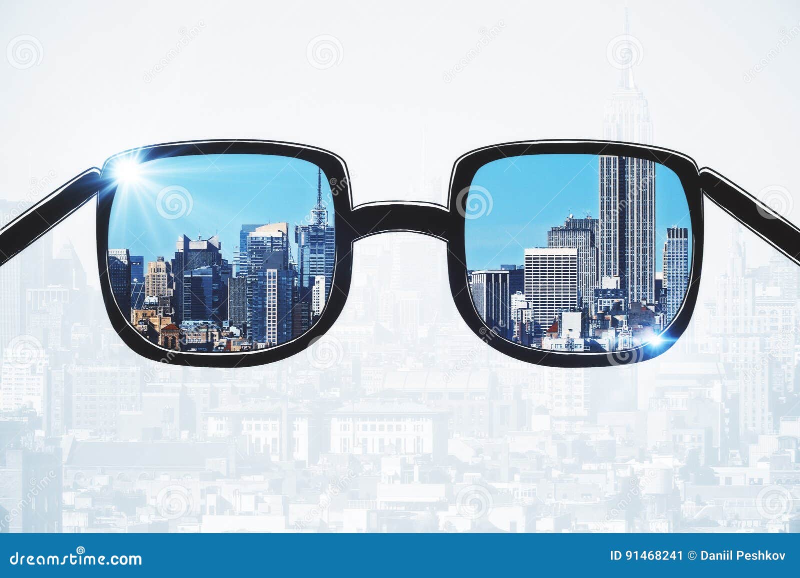 Spectacles with city view stock illustration. Illustration of black ...
