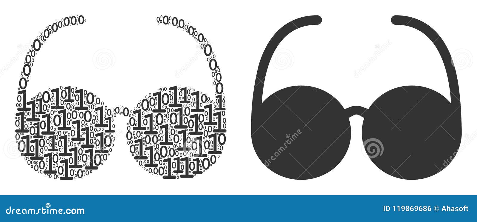 Spectacles Mosaic of Binary Digits Stock Vector - Illustration of lens ...