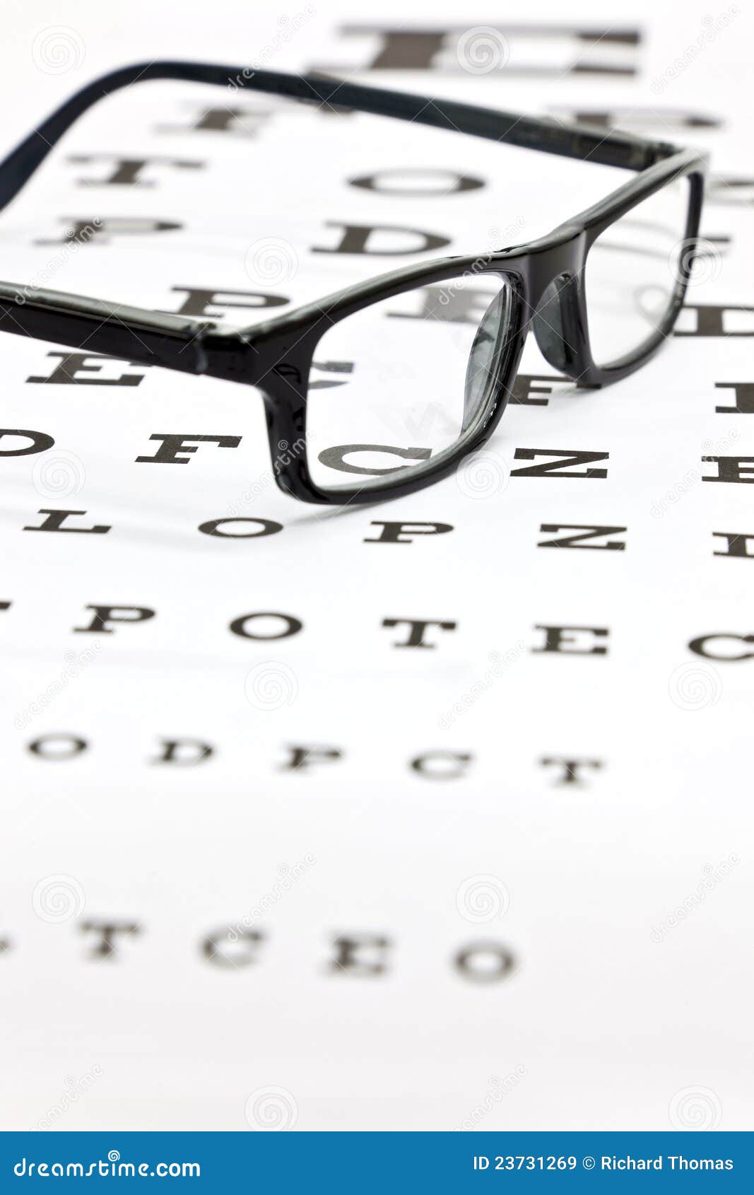 Spectacles on an Eye Test Chart Stock Image - Image of optotype ...