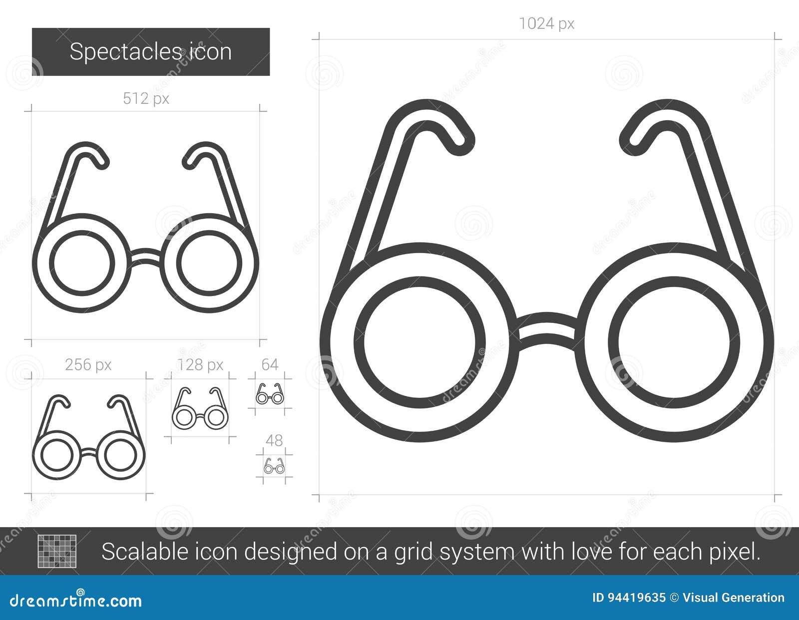 Spectacles line icon. stock vector. Illustration of abstract - 94419635