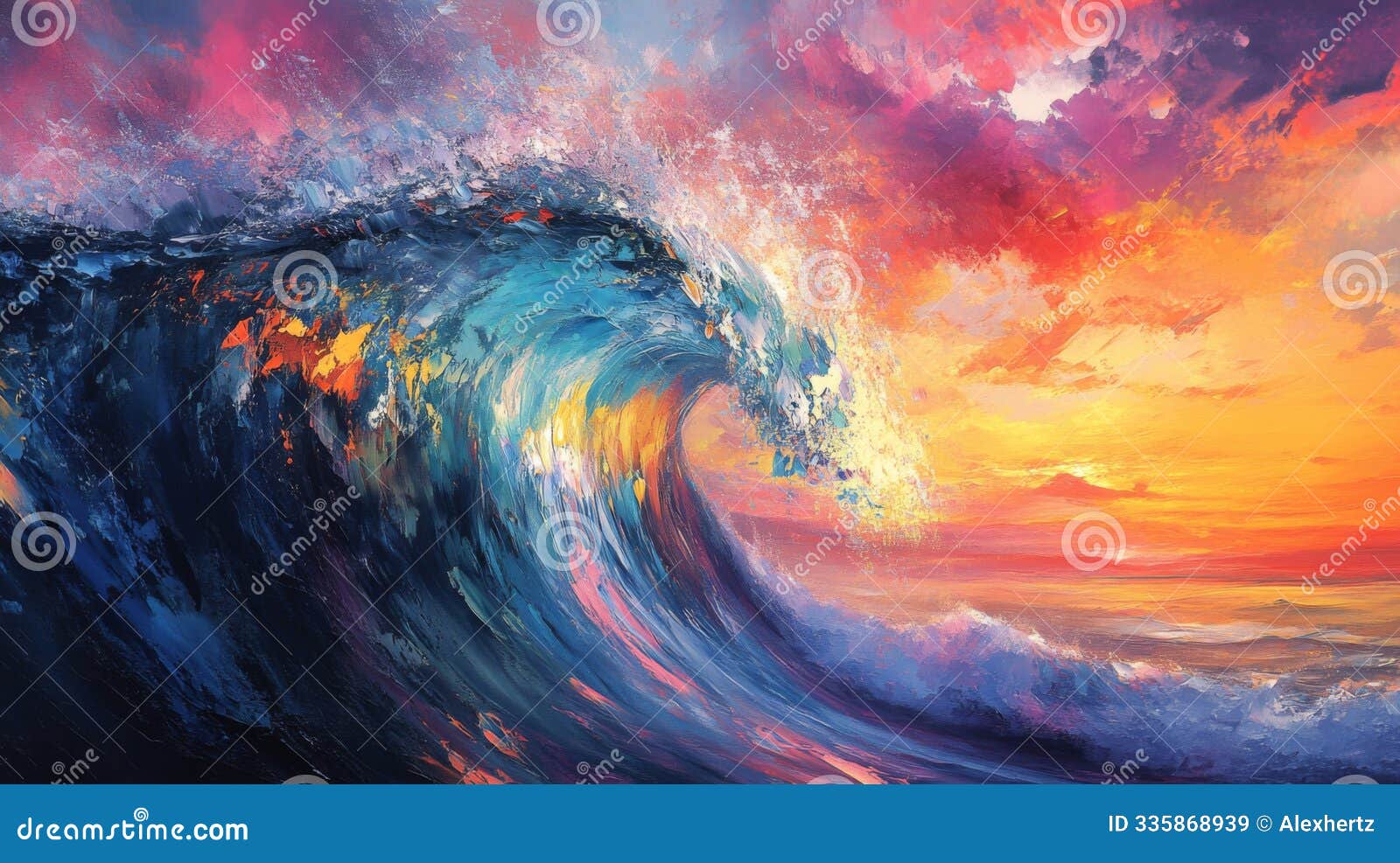 Spectacular Abstract Ocean Wave at Sunset Stock Image - Image of ...