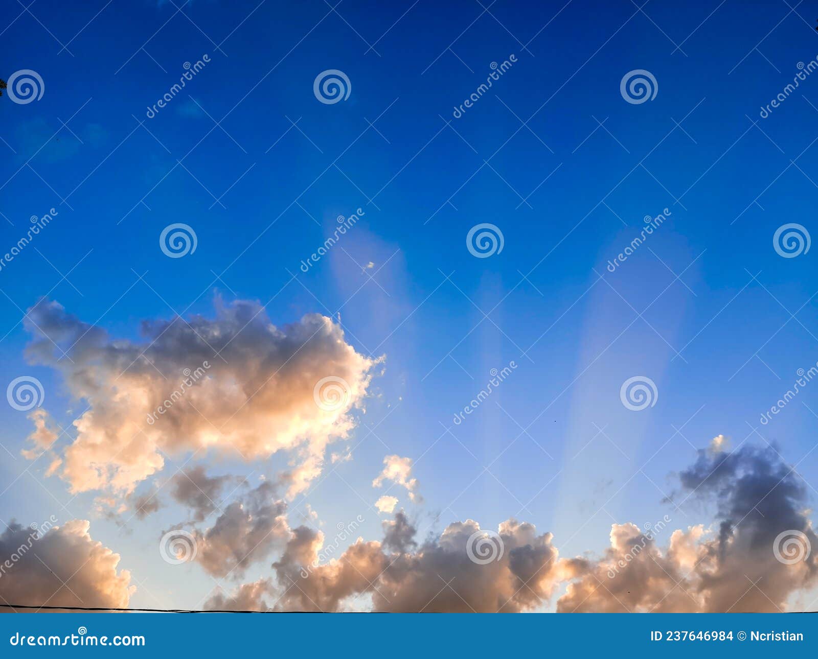 Spectacular Blue Sky with Mistic Clouds and Rays of Lights Stock Photo ...