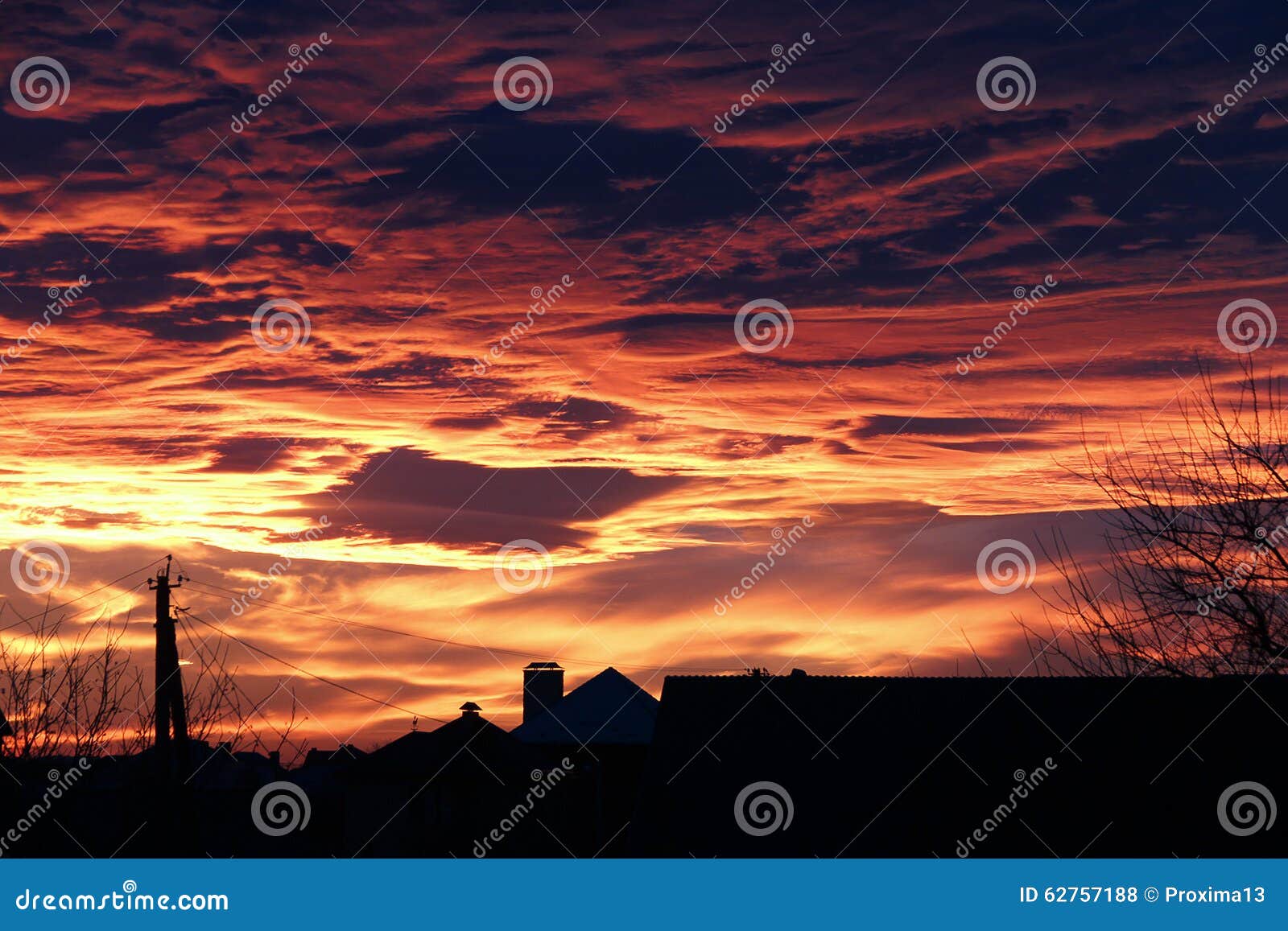 Spectacular Bright Red Sunset Stock Photo - Image of glowing ...