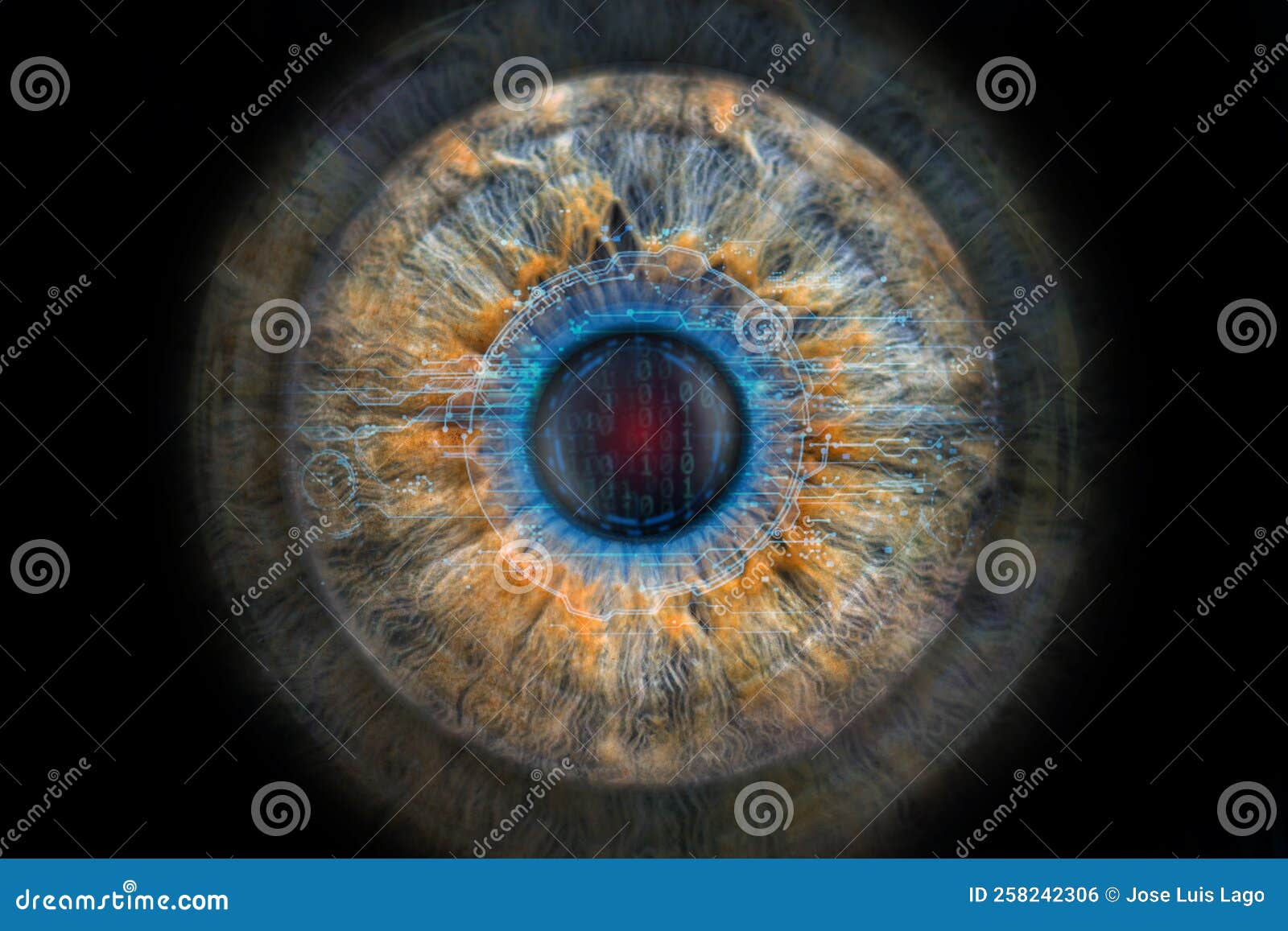 Spectacular Close-up Human Iris and Hi-tech Concept, Human Eye ...