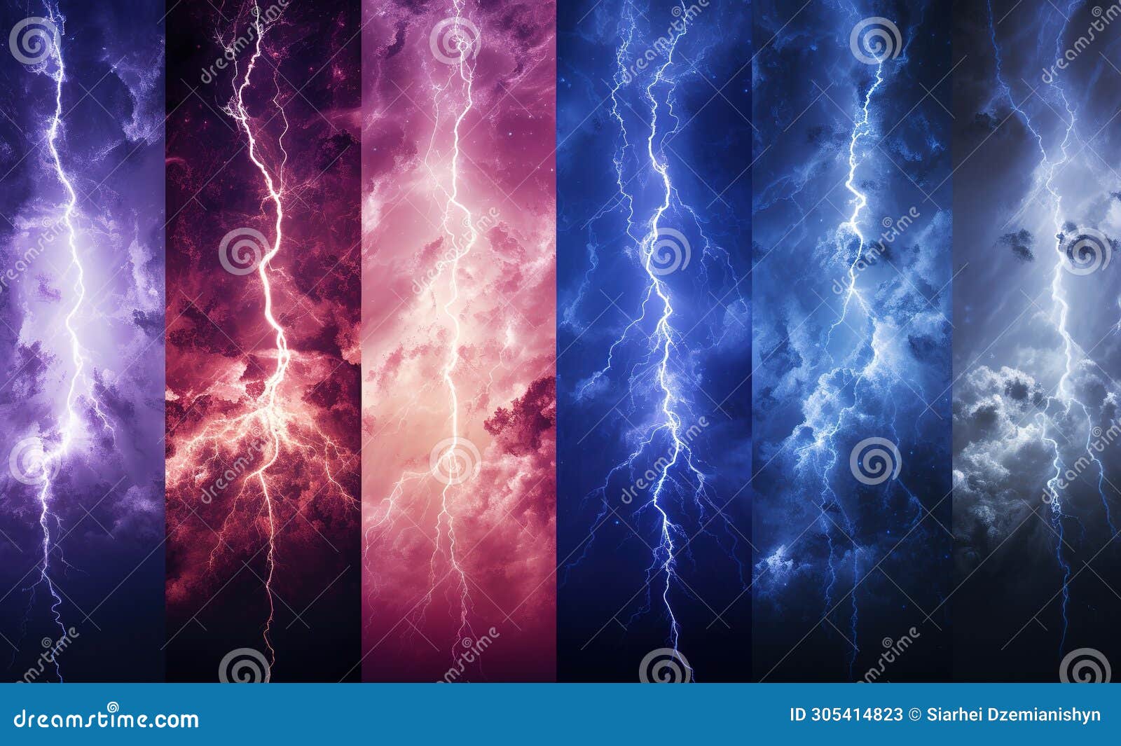 A Spectacular and Colorful Image of Pink and Blue Lightning on a Dark ...