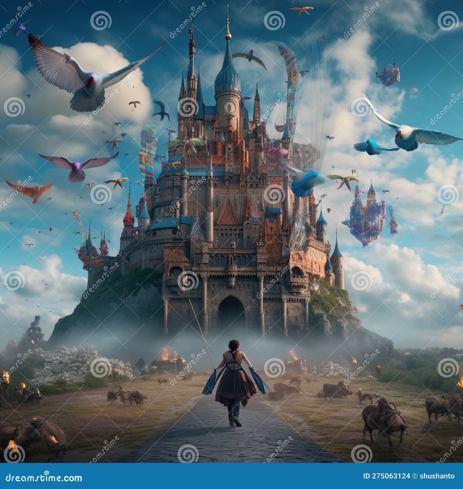 Spectacular Colorful Rococo Cityscape Stock de ilustración ...