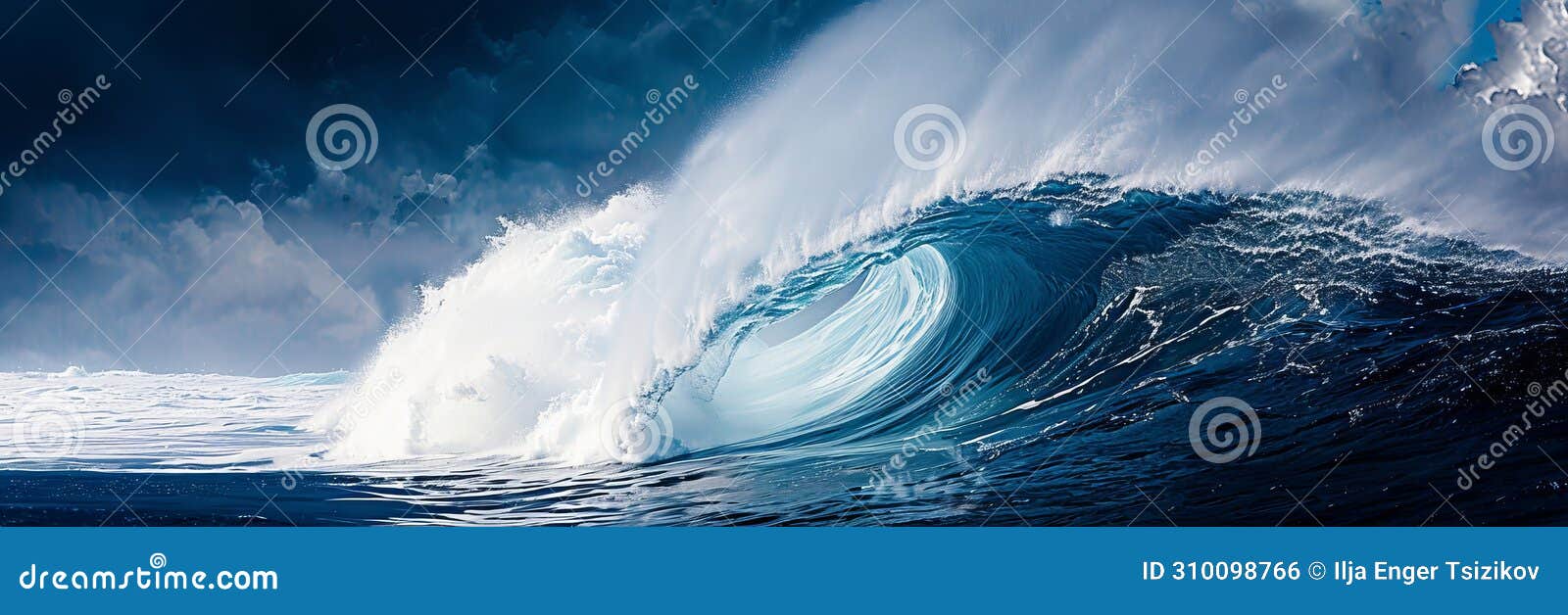 Spectacular Colossal Ocean Wave Crashing Dramatically with a Vibrant ...