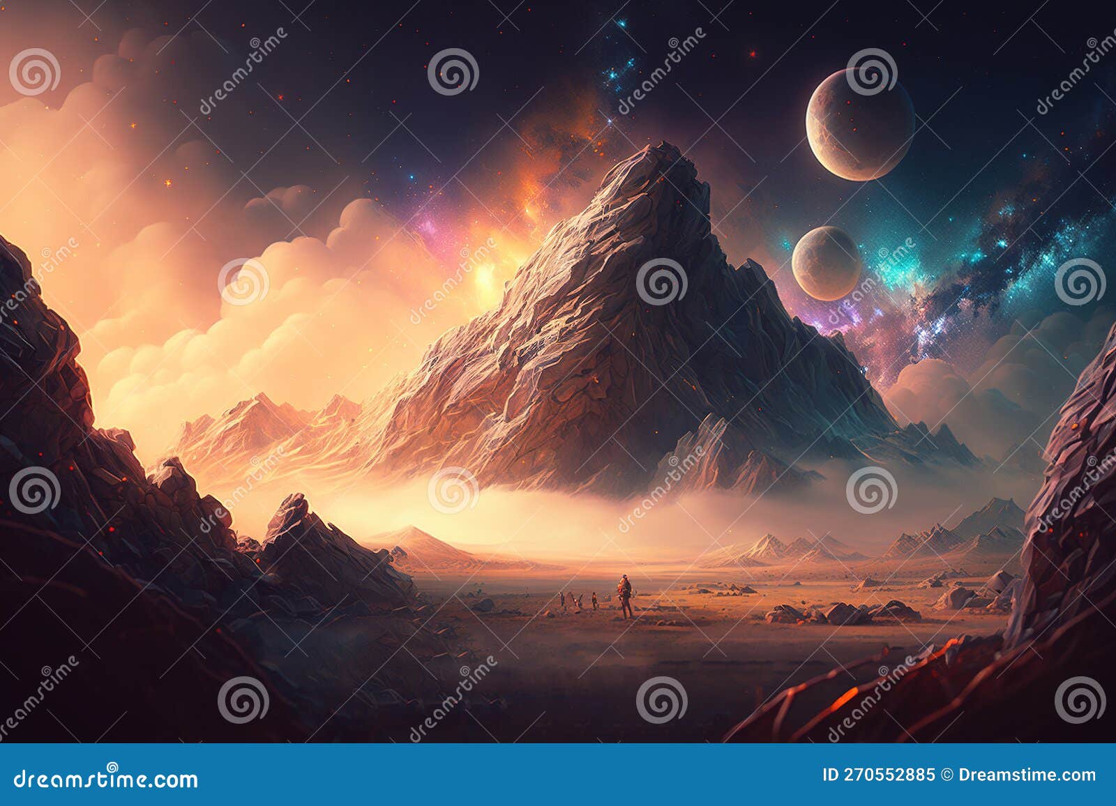 Spectacular Colourful Cloudy Outer Space Scene Stock Illustration ...