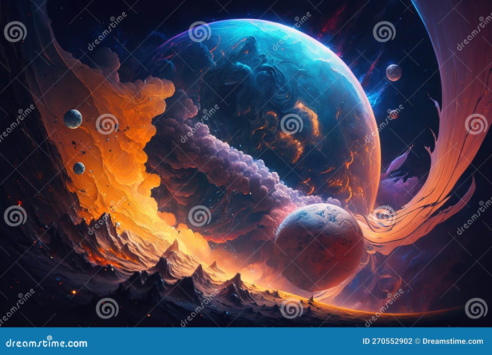 Spectacular Colourful Cloudy Outer Space Scene Stock Illustration ...