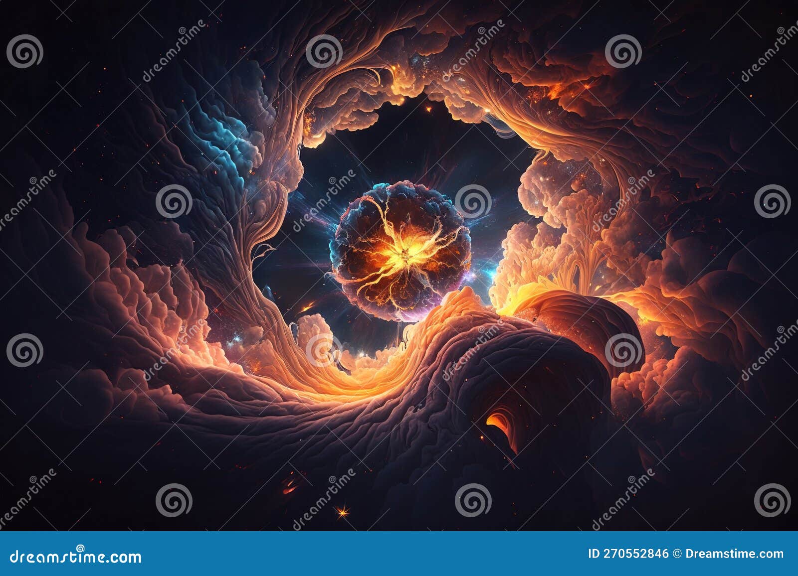 Spectacular Colourful Cloudy Outer Space Scene Stock Illustration ...