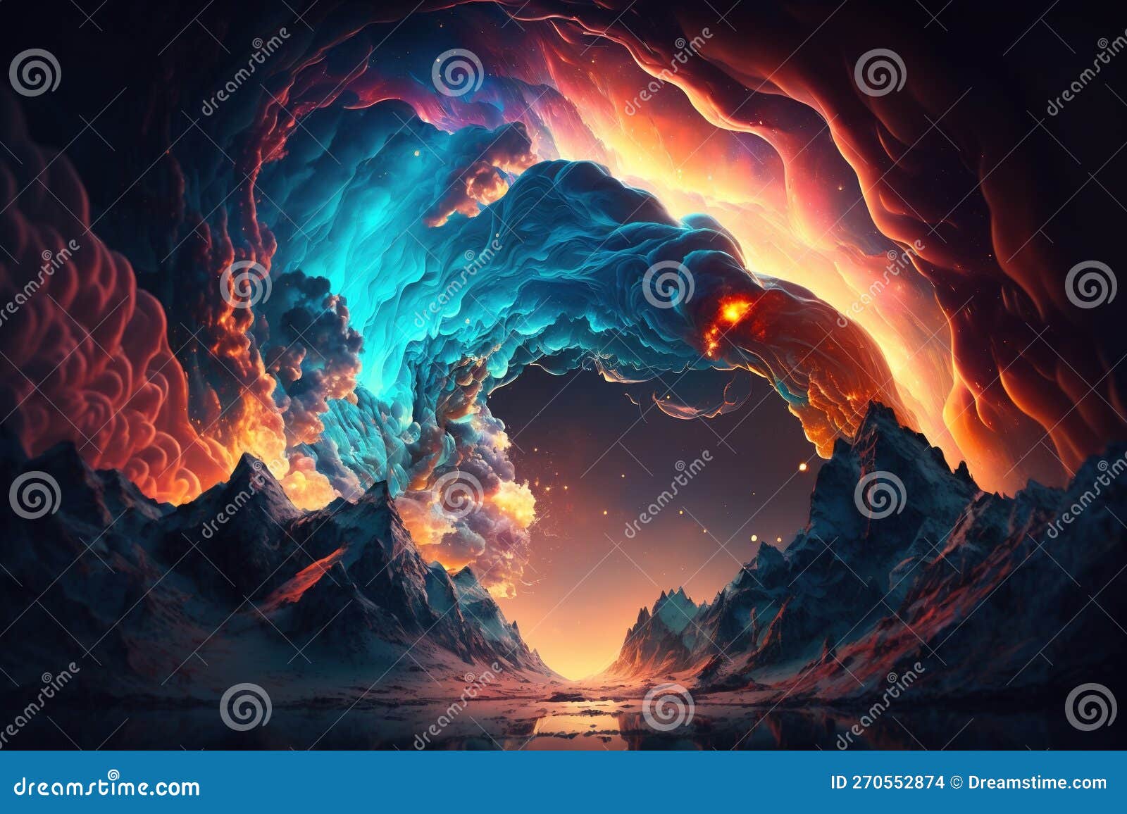 Spectacular Colourful Cloudy Outer Space Scene Stock Illustration ...