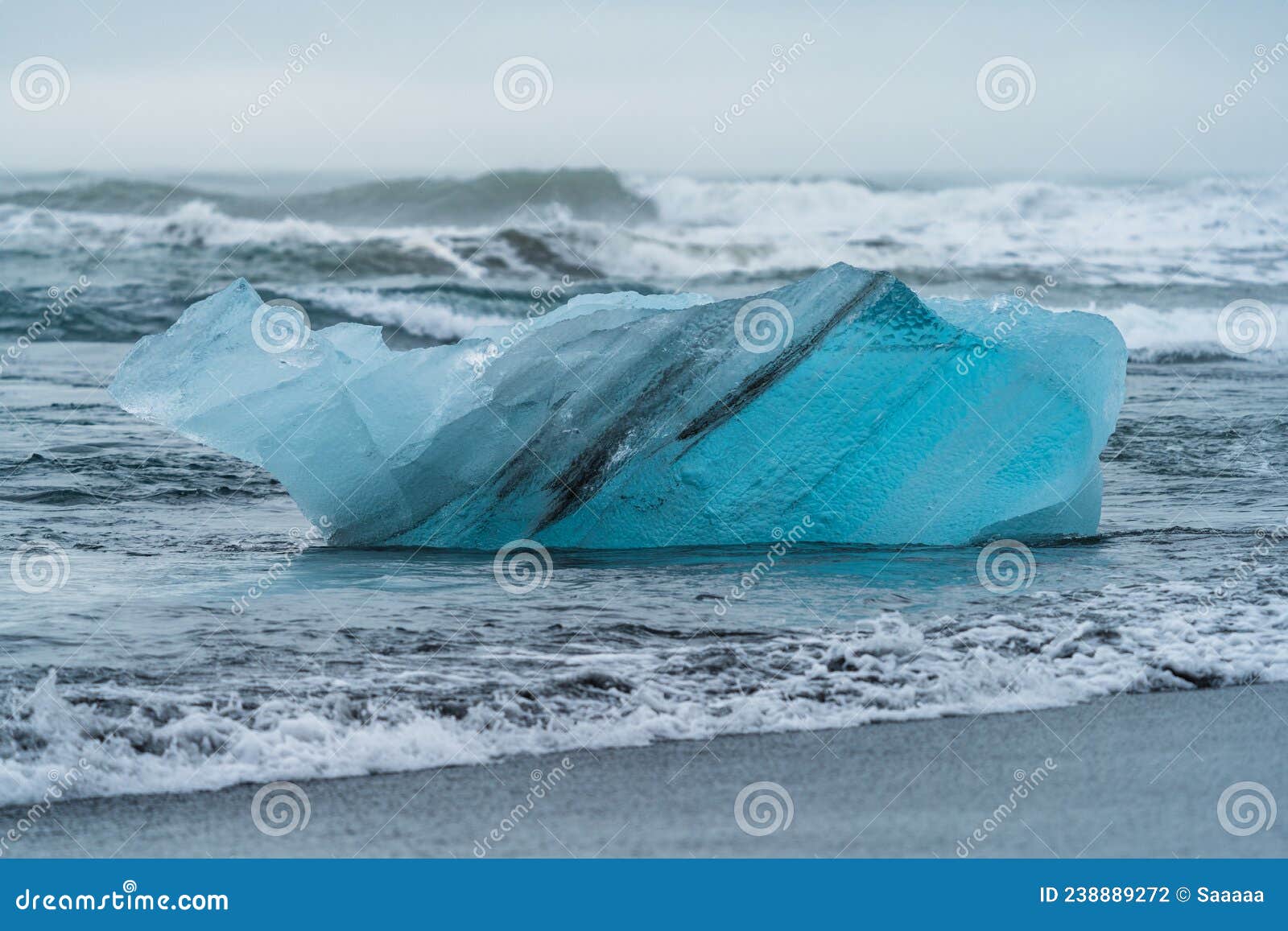 Spectacular Deep Blue Iceberg in Diamond Beach Stock Photo - Image of ...