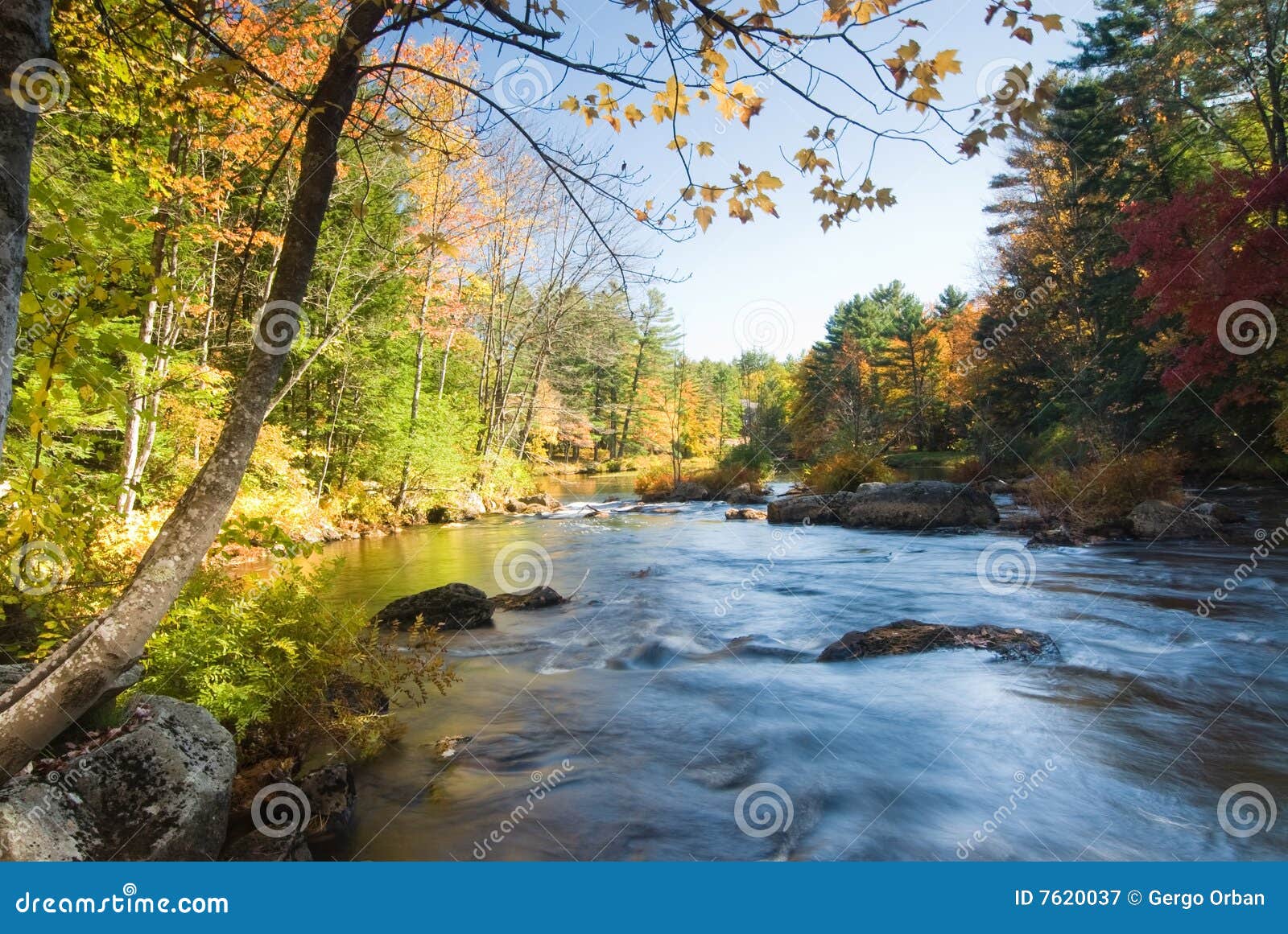Spectacular fall riverbank stock image. Image of exposure - 7620037