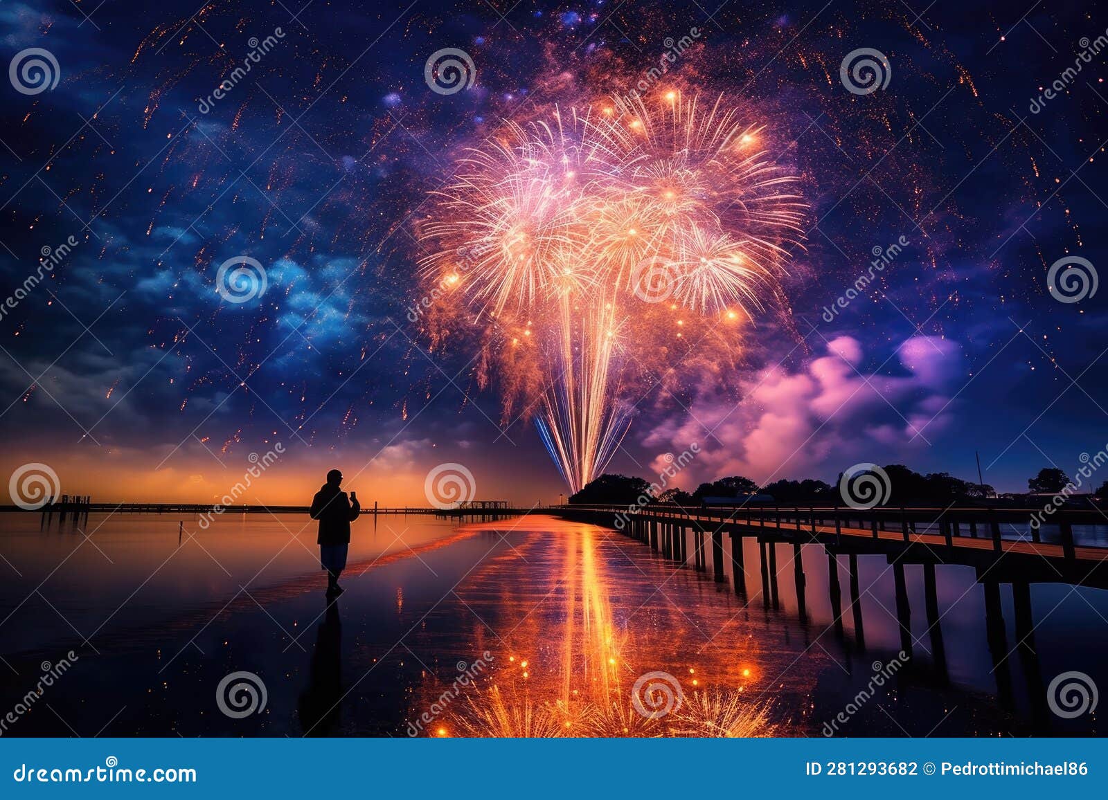 Spectacular Fireworks Display Stock Illustration - Illustration of ...