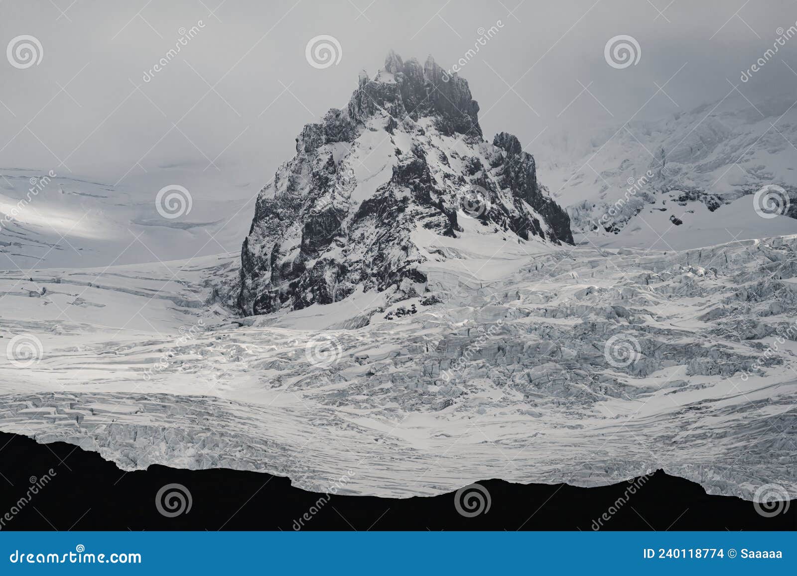 Spectacular Glacier and Sharp Mountain Peak in the Middle Stock Photo ...