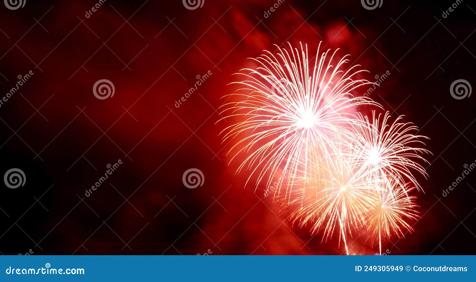 Spectacular Scarlet Fireworks Splashing in the Night Sky Stock Image ...