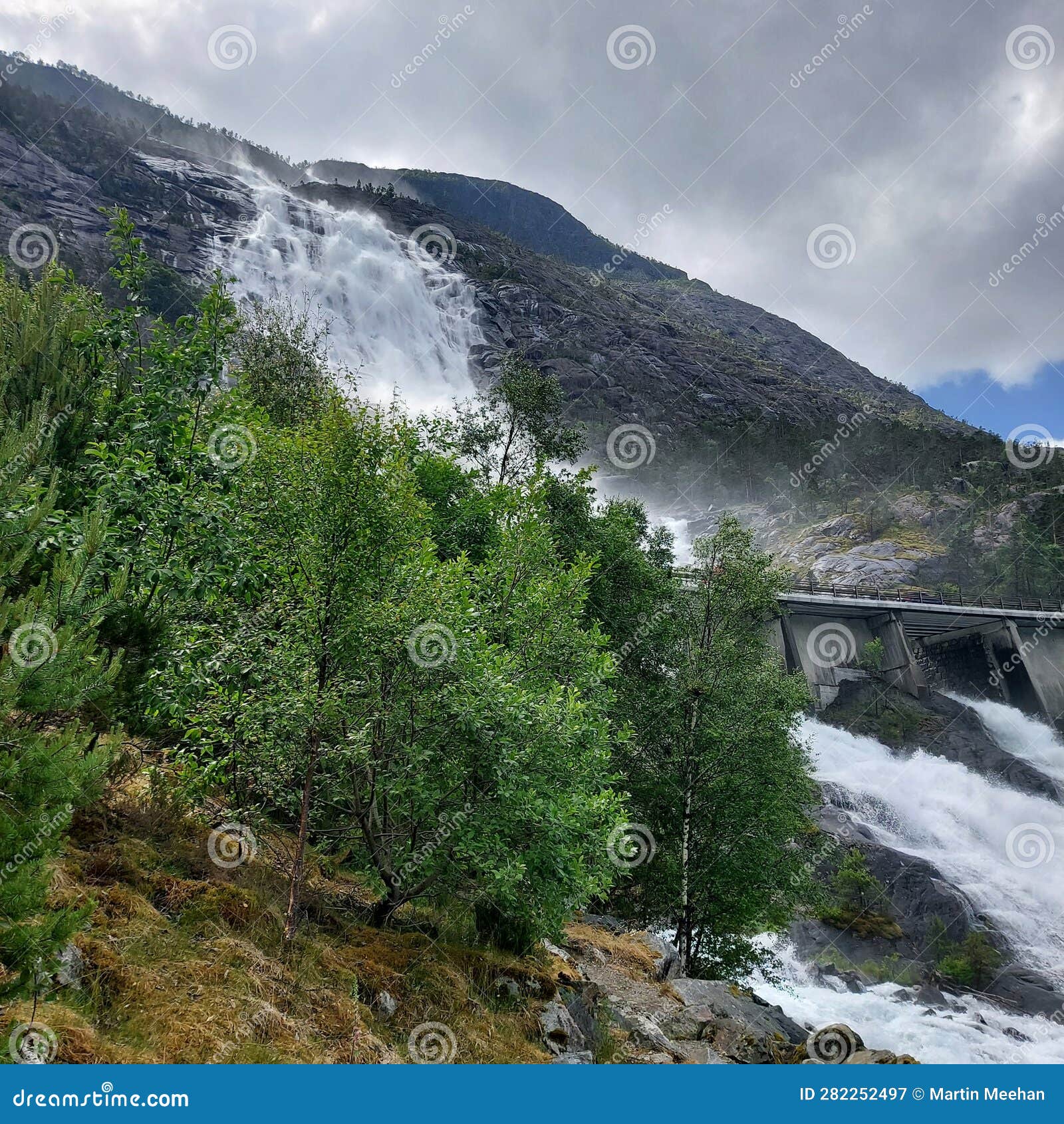 The Spectacular Langfoss Waterfall in Norway. Stock Image - Image of ...