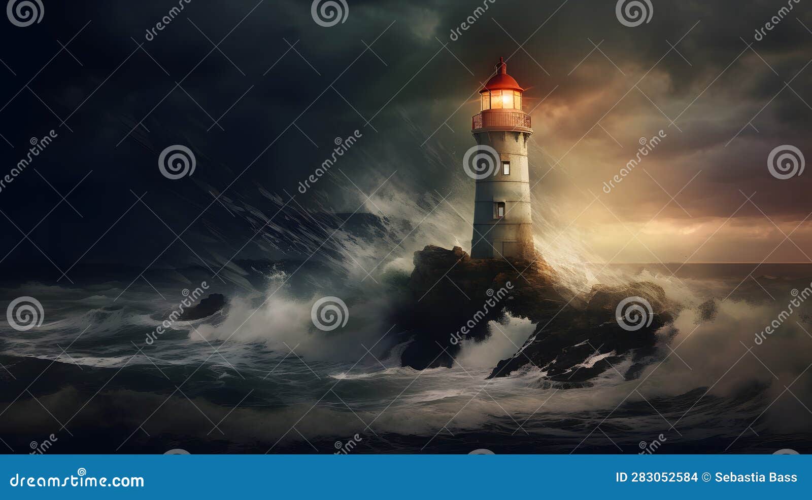 Spectacular Lighthouse Provide Light during a Large Storm on the ...