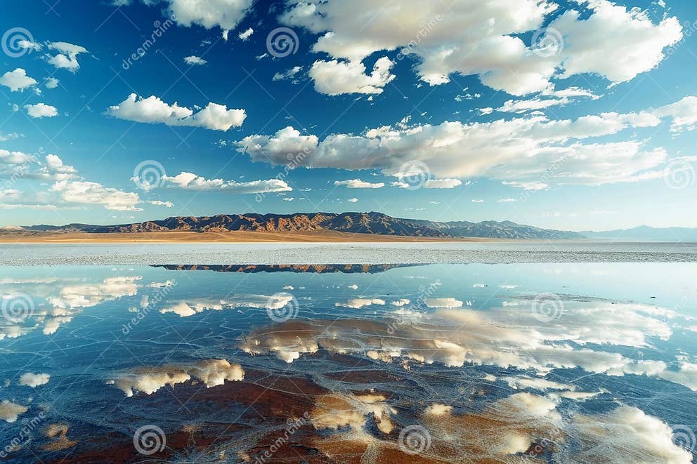 A Spectacular Mirage in the Desert Stock Photo - Image of landscape ...