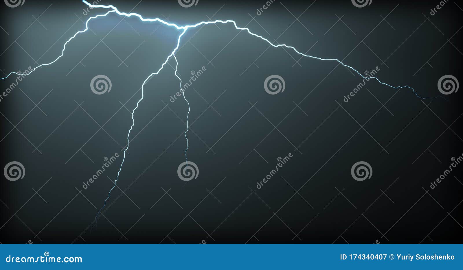 Lightning Strikes on a Black Background with Realistic Reflections ...