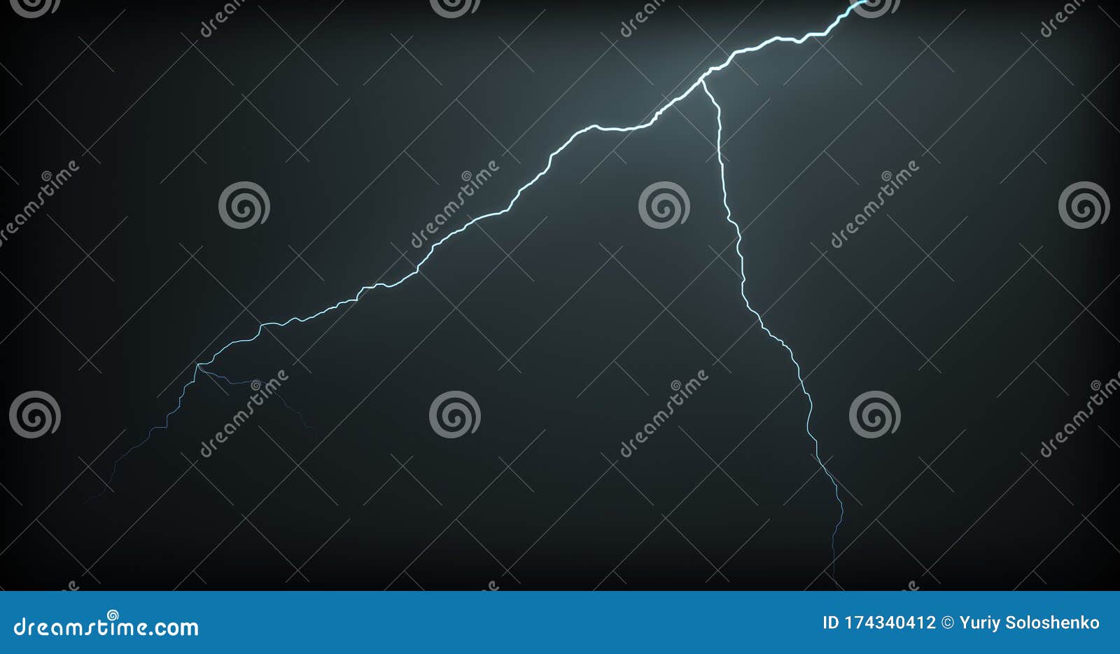Lightning Strikes on a Black Background with Realistic Reflections ...