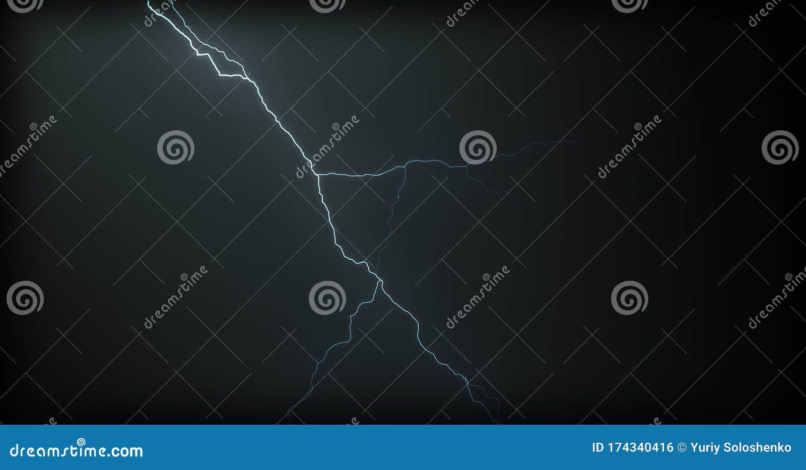 Lightning Strikes on a Black Background with Realistic Reflections ...