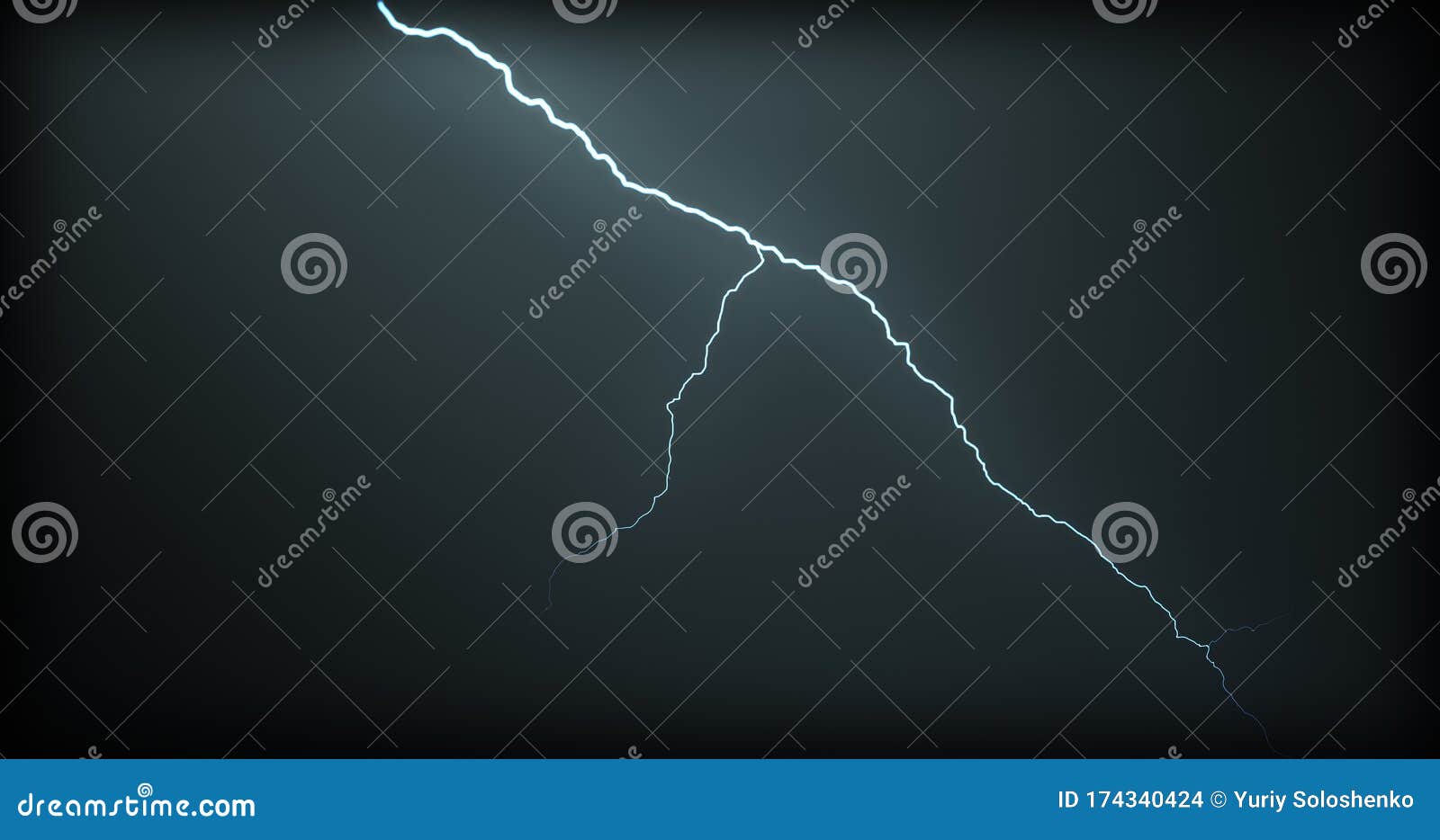Lightning Strikes on a Black Background with Realistic Reflections ...