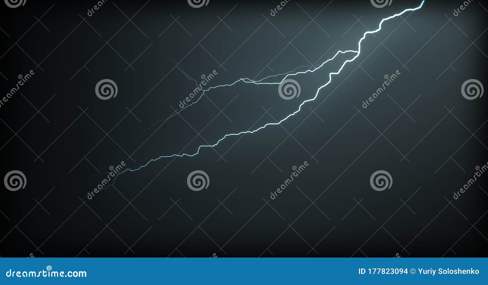 Lightning Strikes on a Black Background with Realistic Reflections ...
