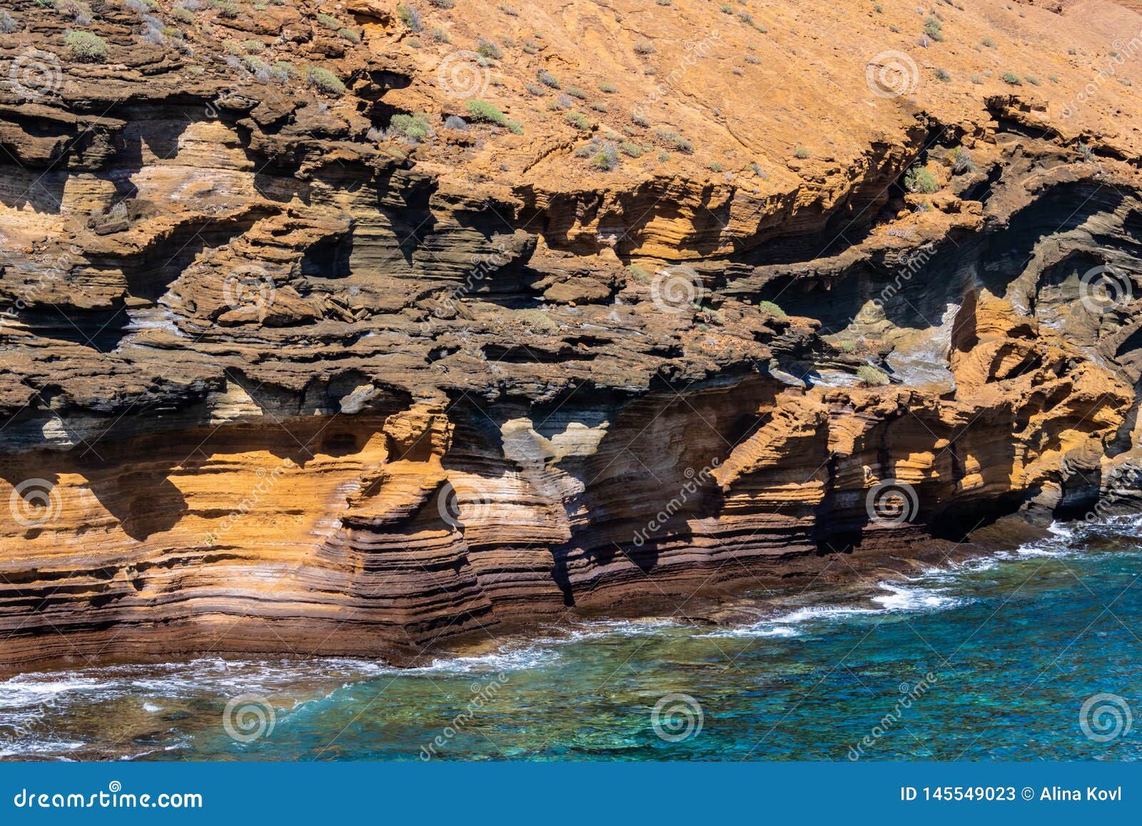 Spectacular Orange Cliffs and the Ocean - Image Stock Image - Image of ...