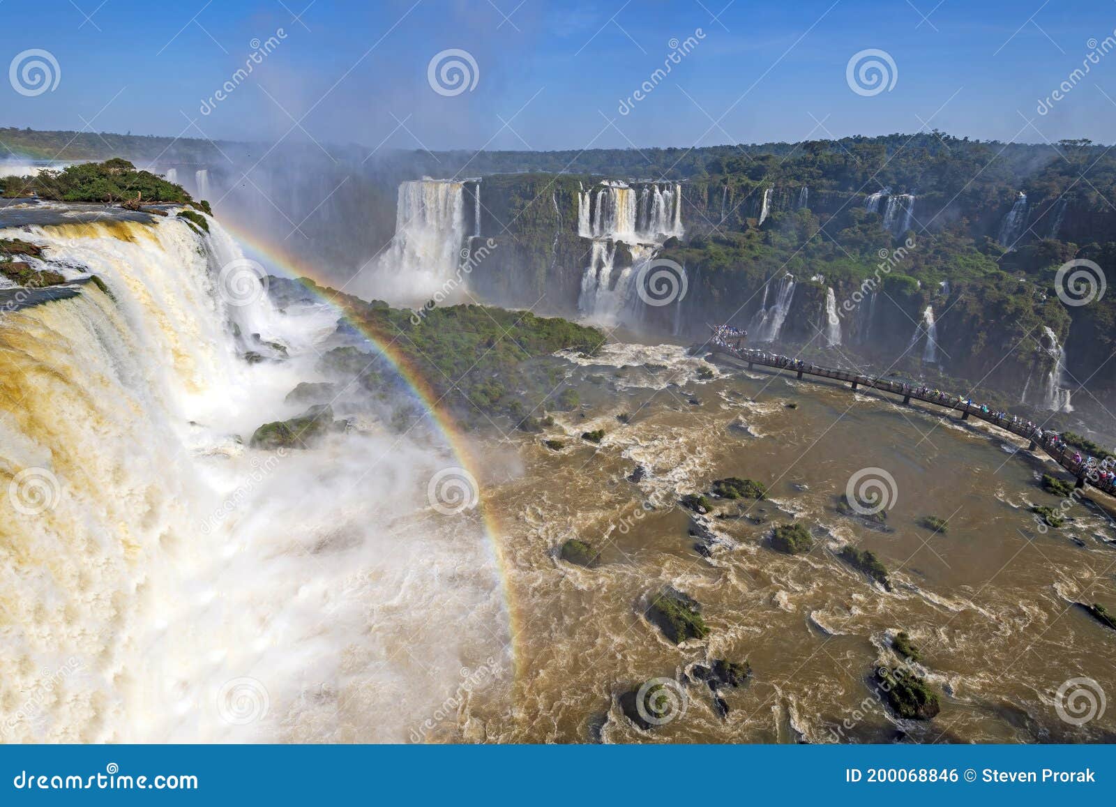 Spectacular Overview of a the Iguazu Falls Waterfall Complex Stock ...