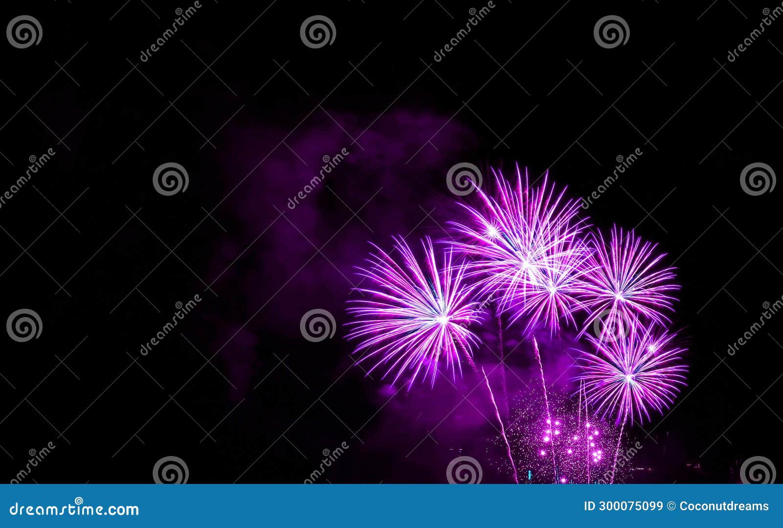 Purple Colored Fireworks Exploding into the Night Sky Stock Image ...
