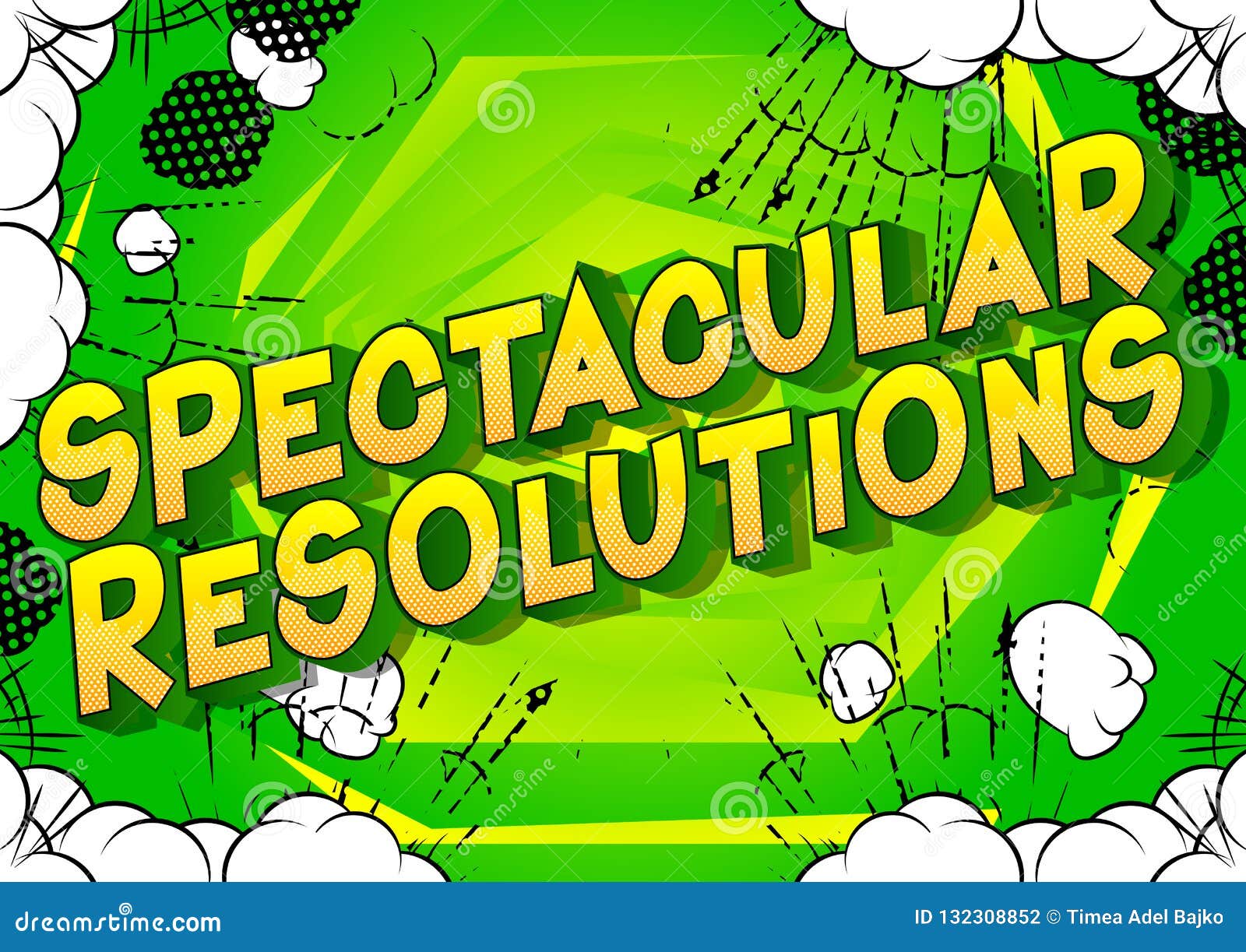 Spectacular Resolutions - Comic Book Style Words. Stock Vector ...