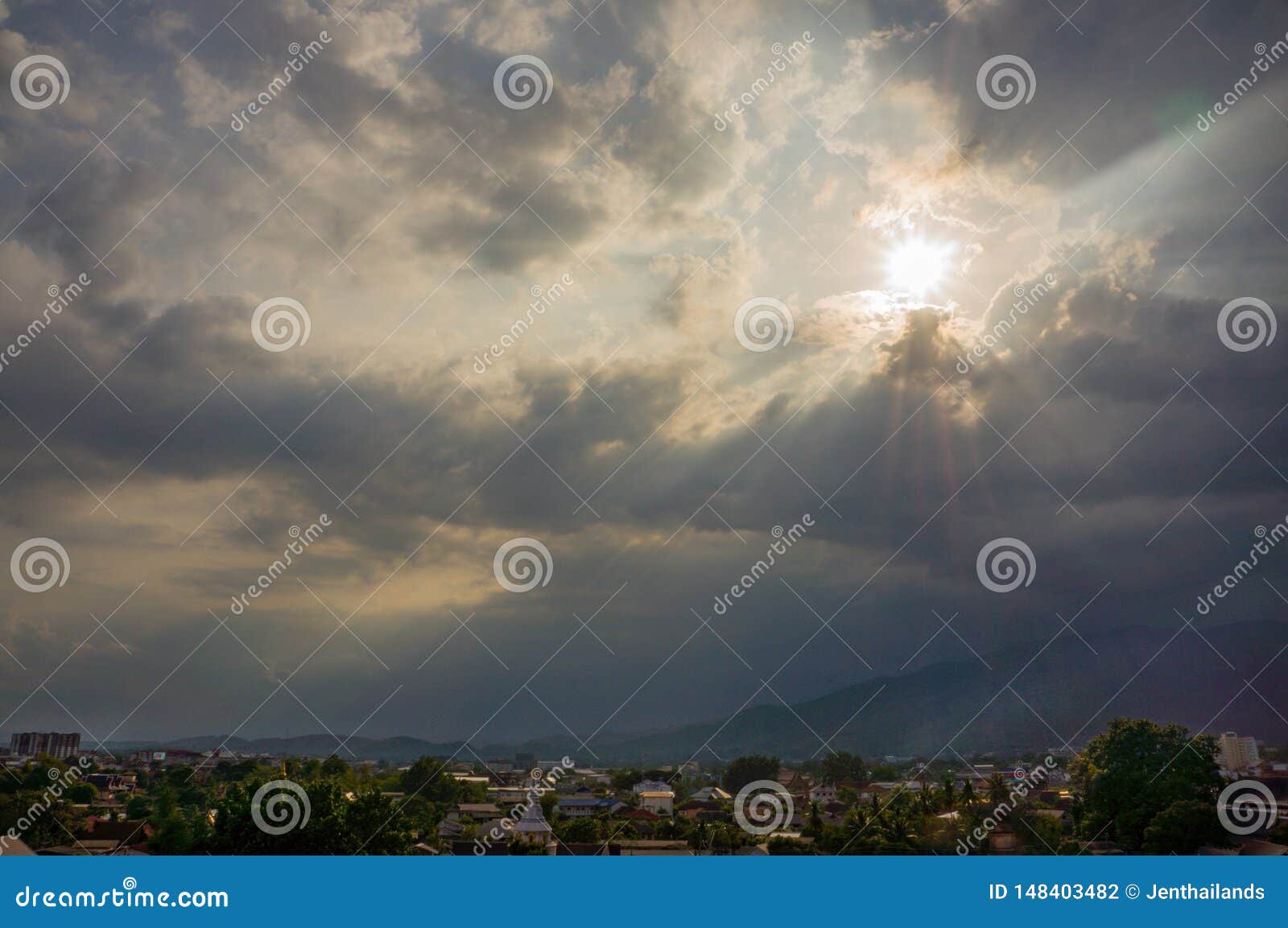 Sunlight through Heavy Clouds Stock Photo - Image of heavy, nuageux ...