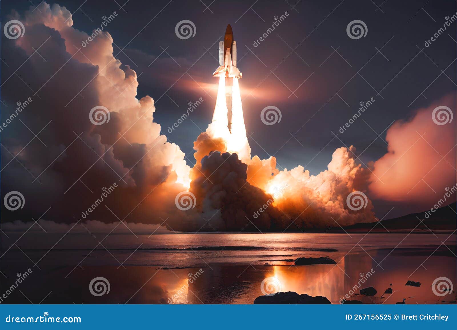 Spectacular Space Shuttle Rocket Launch Nasa SpaceX Type Image Stock ...