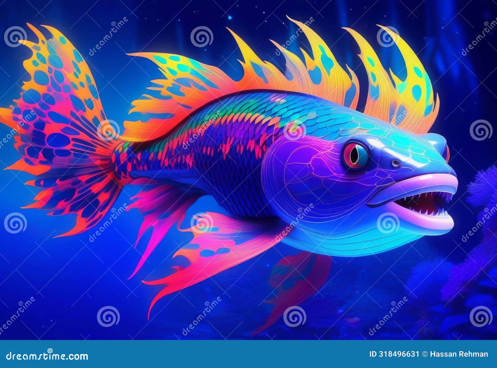 Spectacular Splendor: Long-Tailed Rainbow Fighting Fish. Royalty-Free ...