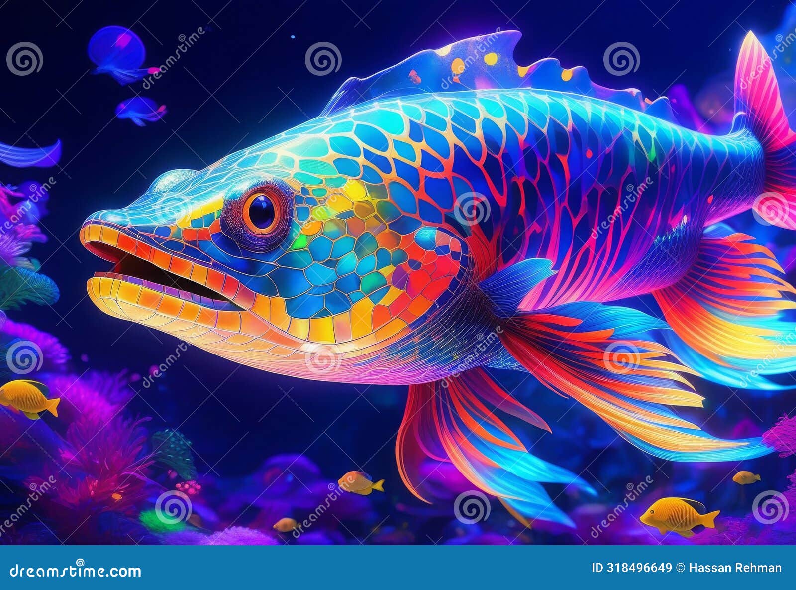 Spectacular Splendor: Long-Tailed Rainbow Fighting Fish. Royalty-Free ...