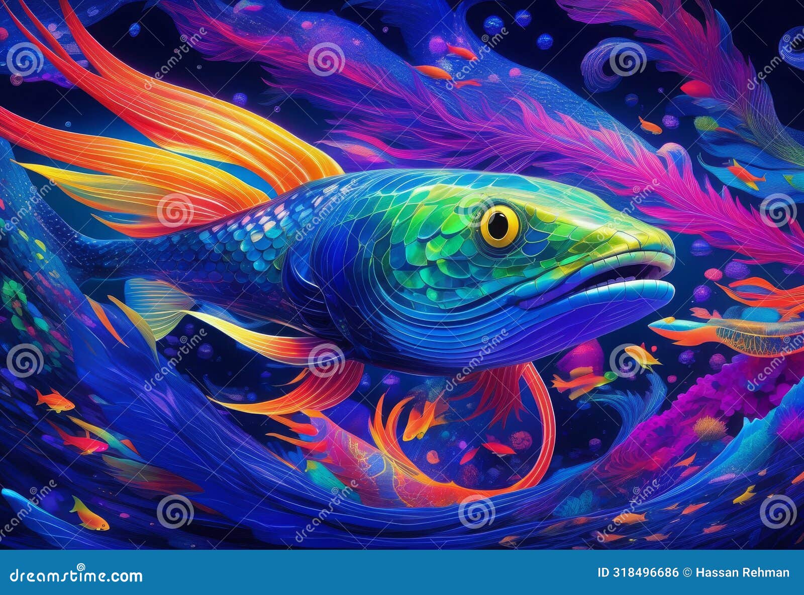 Spectacular Splendor: Long-Tailed Rainbow Fighting Fish. Royalty-Free ...