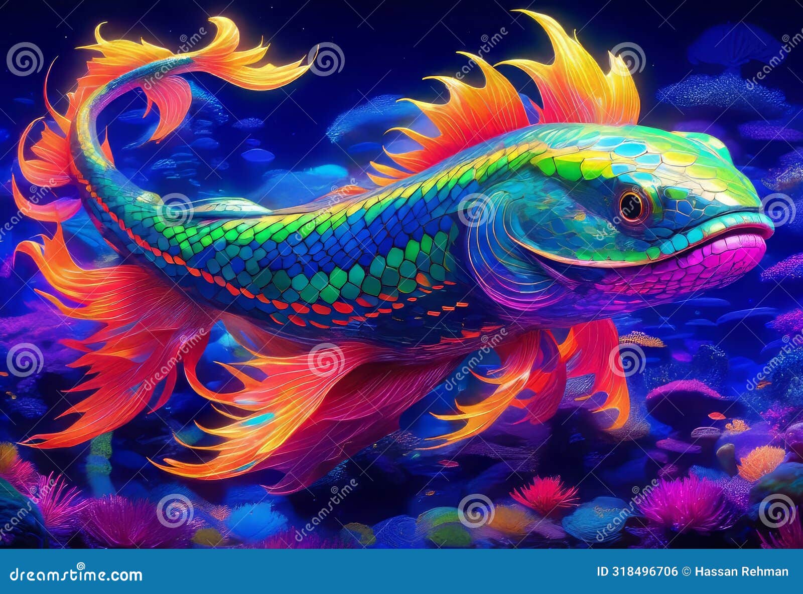 Spectacular Splendor: Long-Tailed Rainbow Fighting Fish. Royalty-Free ...