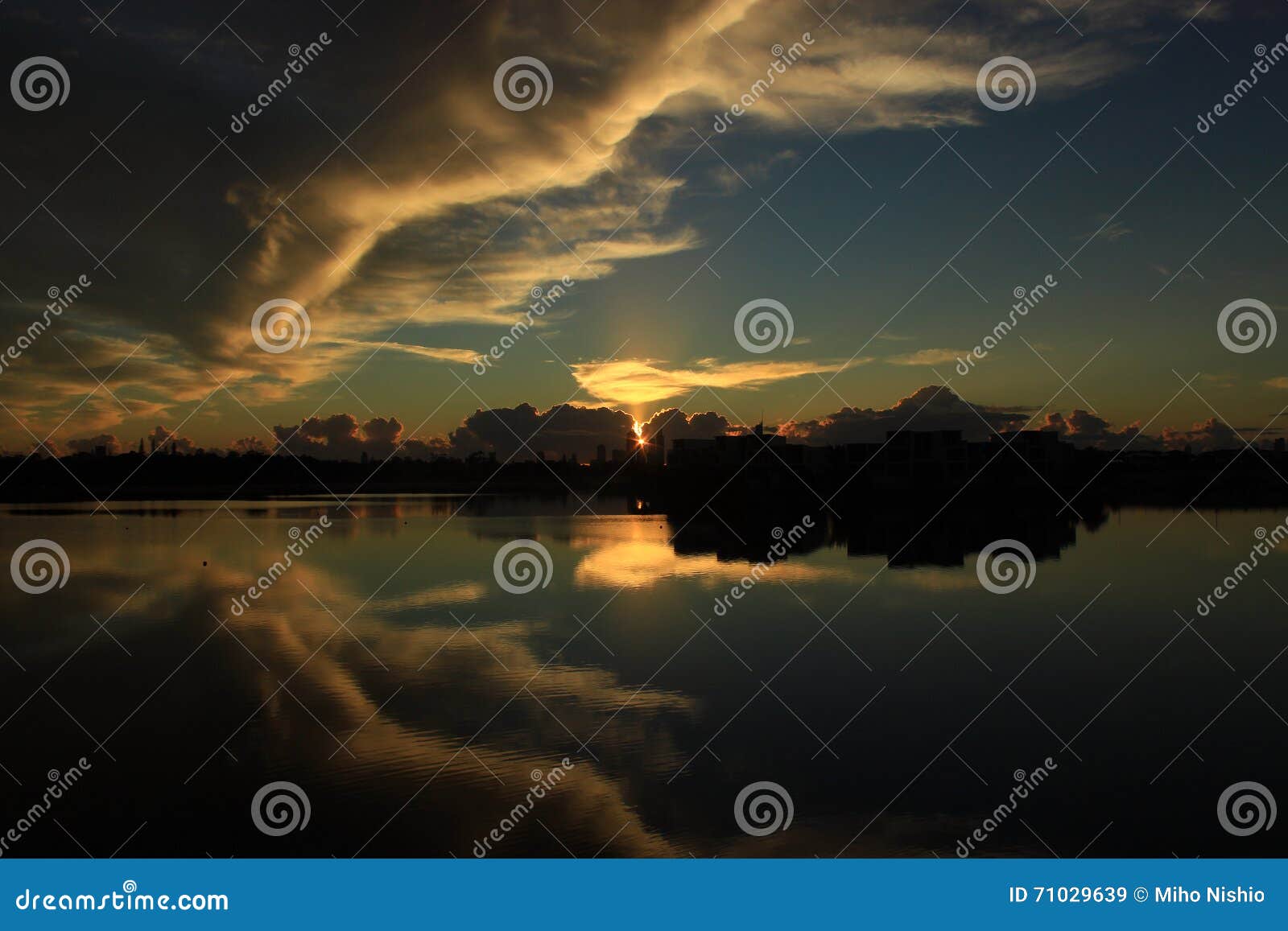 Spectacular Sunrise Over the Lake Stock Image - Image of nature ...