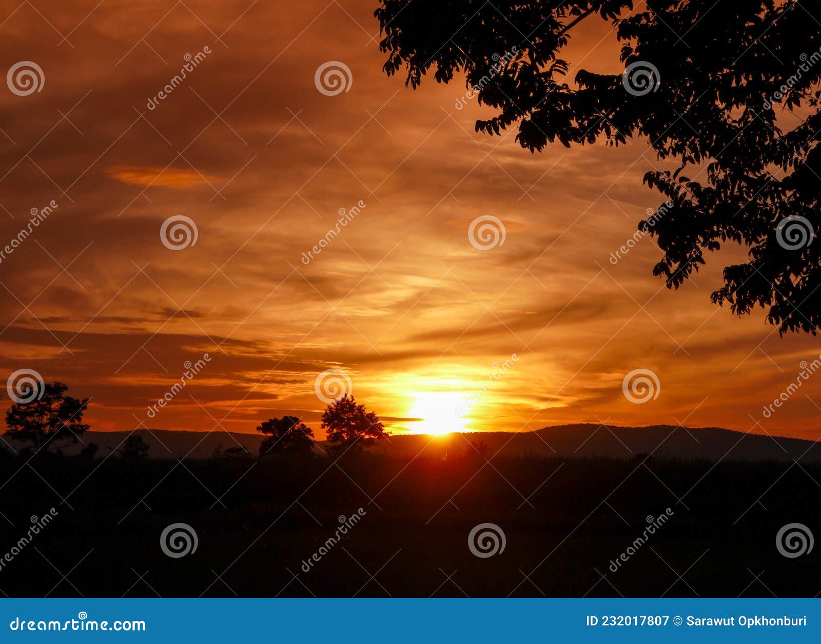 Spectacular Sunset Over, Orange Sun Rising Up Over the Horizon Stock ...