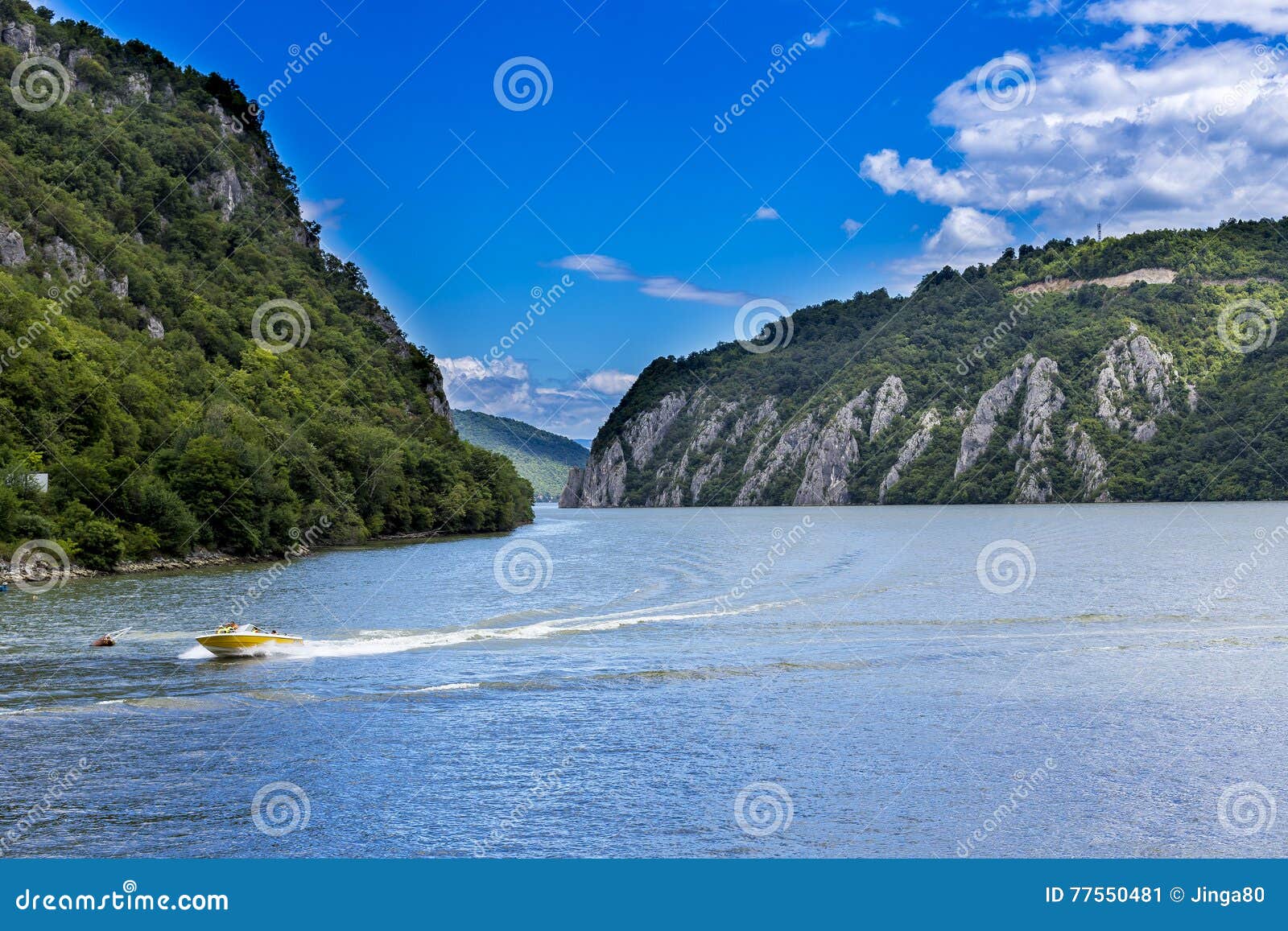 Spectacular View of Danube River Flowing through Rocky Mountains Stock ...