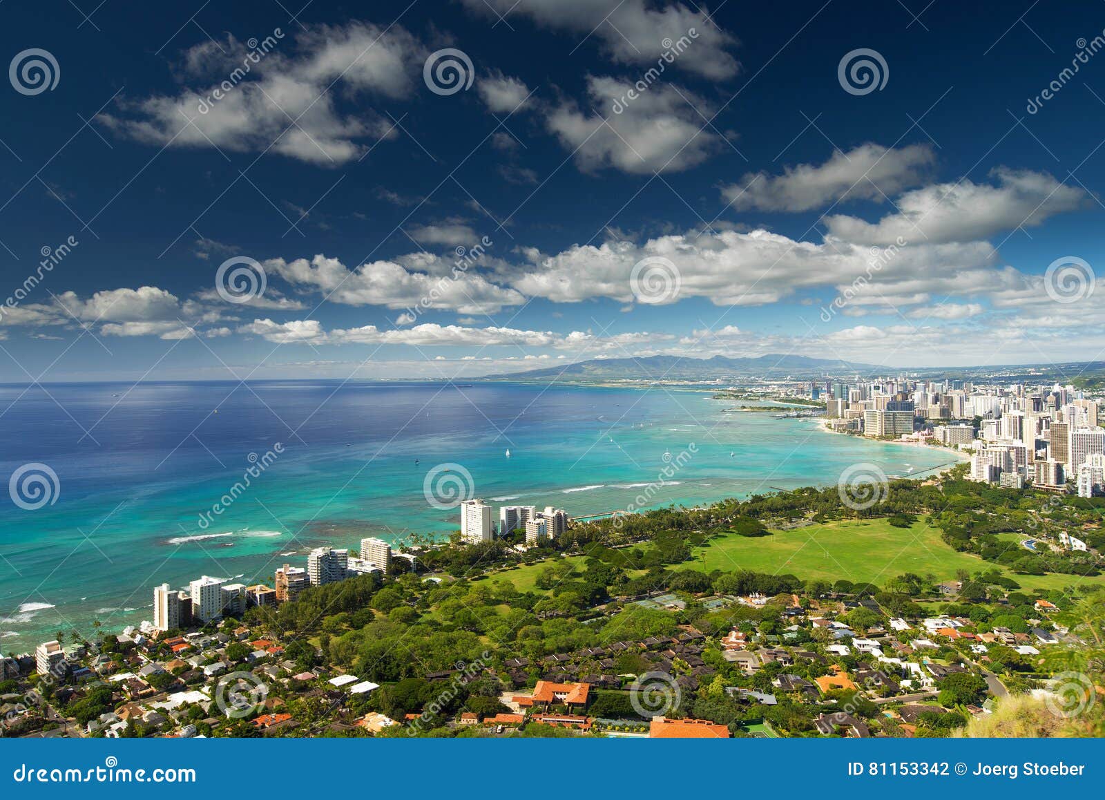 Spectacular View of Honolulu City, Hawaii Stock Photo - Image of color ...