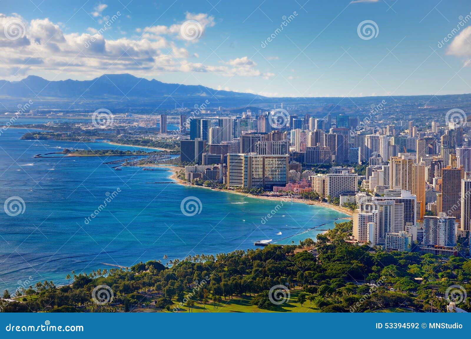 Spectacular View of Honolulu City, Oahu Stock Photo - Image of diamond ...