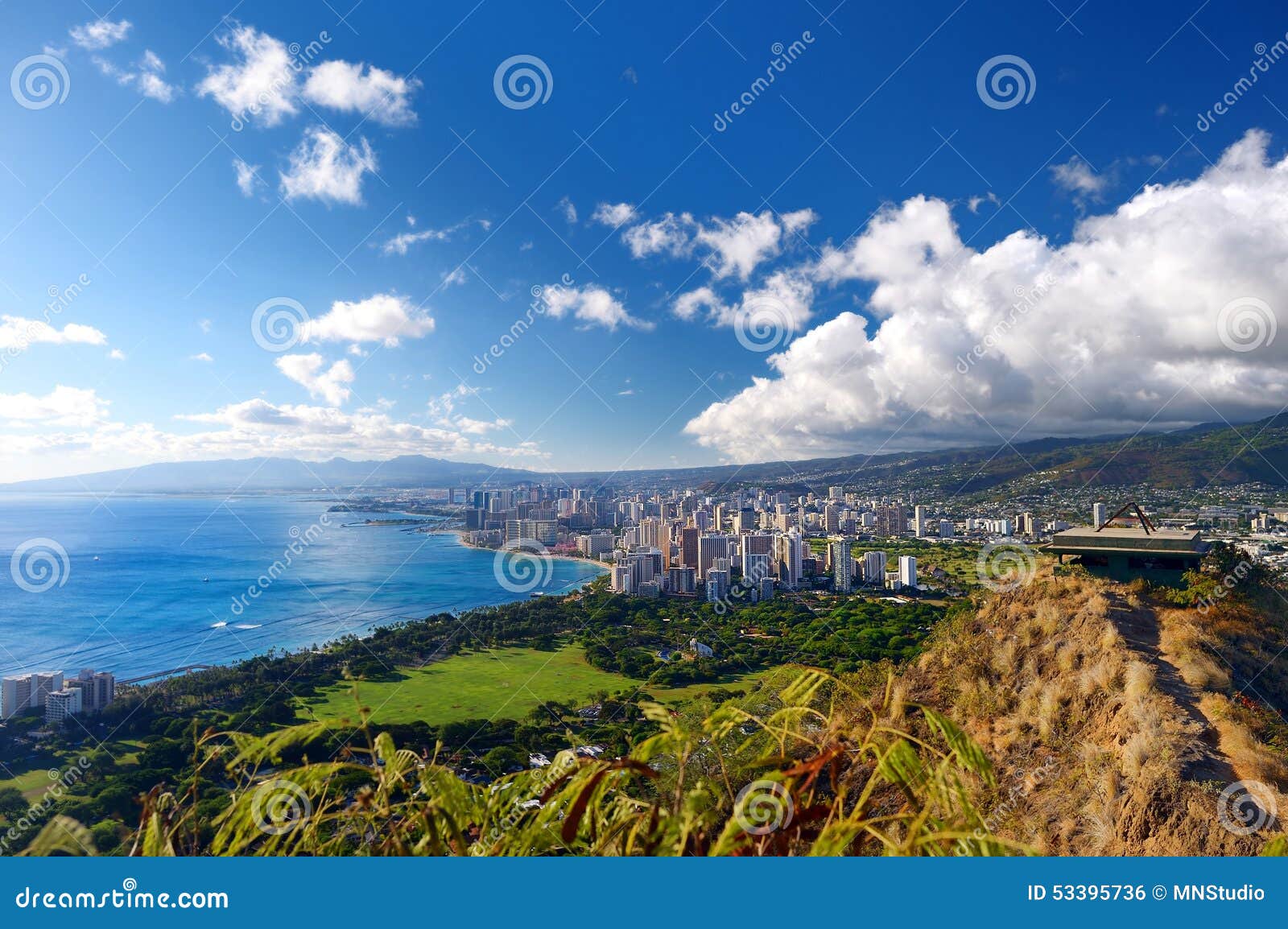 Spectacular View of Honolulu City, Oahu Stock Photo - Image of peace ...
