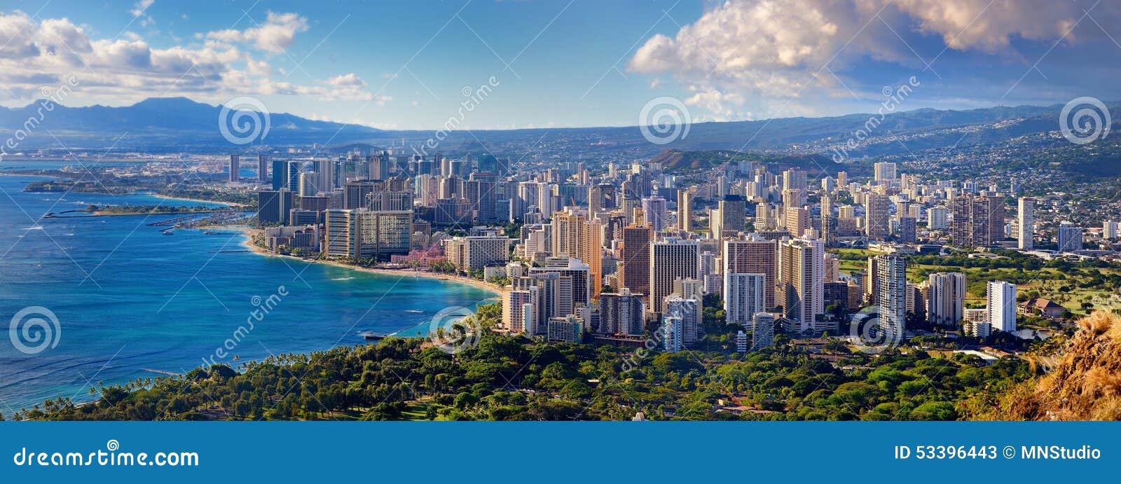 Spectacular View of Honolulu City, Oahu Stock Image - Image of head ...