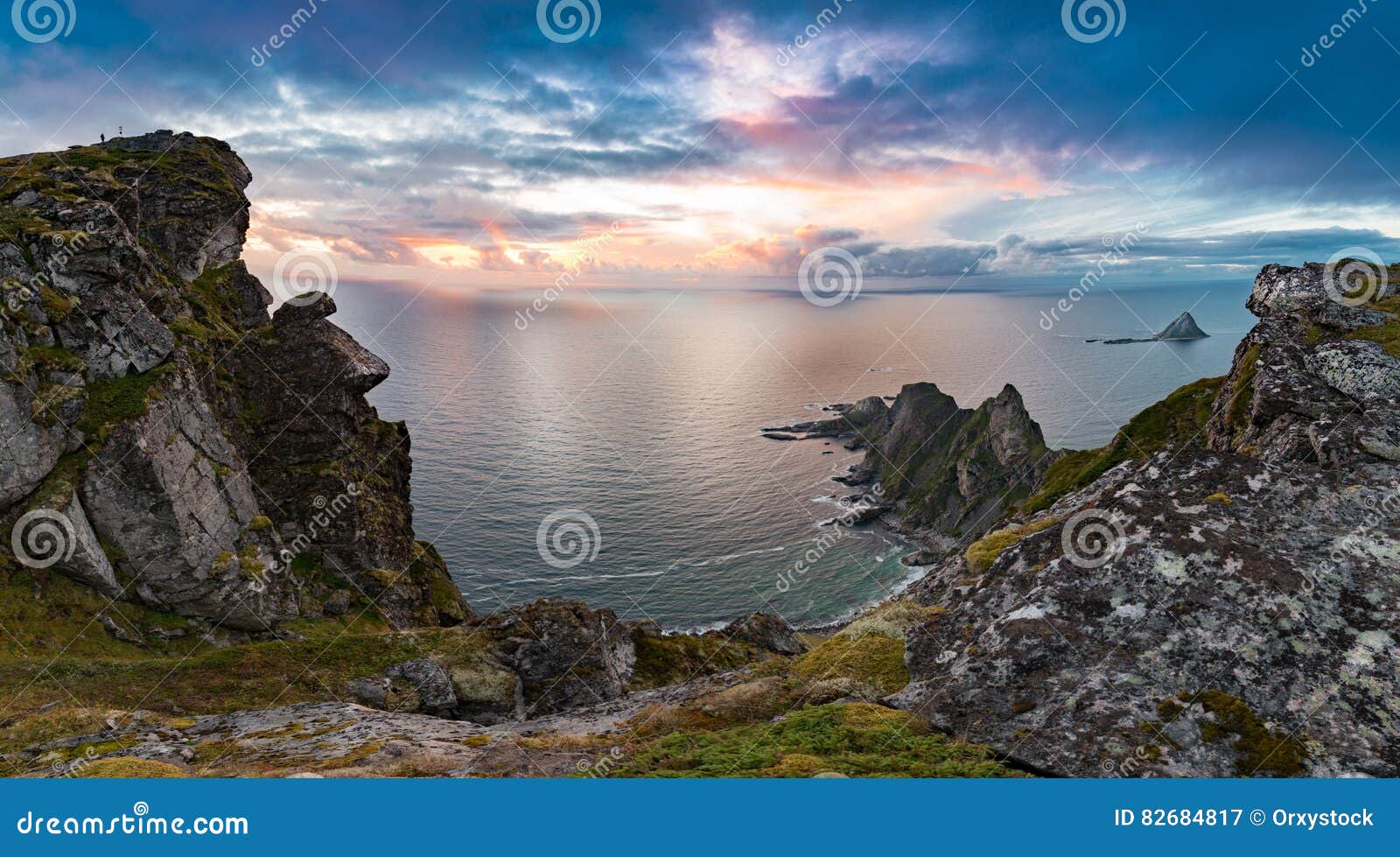 Spectacular View from Matind Mountain during Sunset Stock Image - Image ...