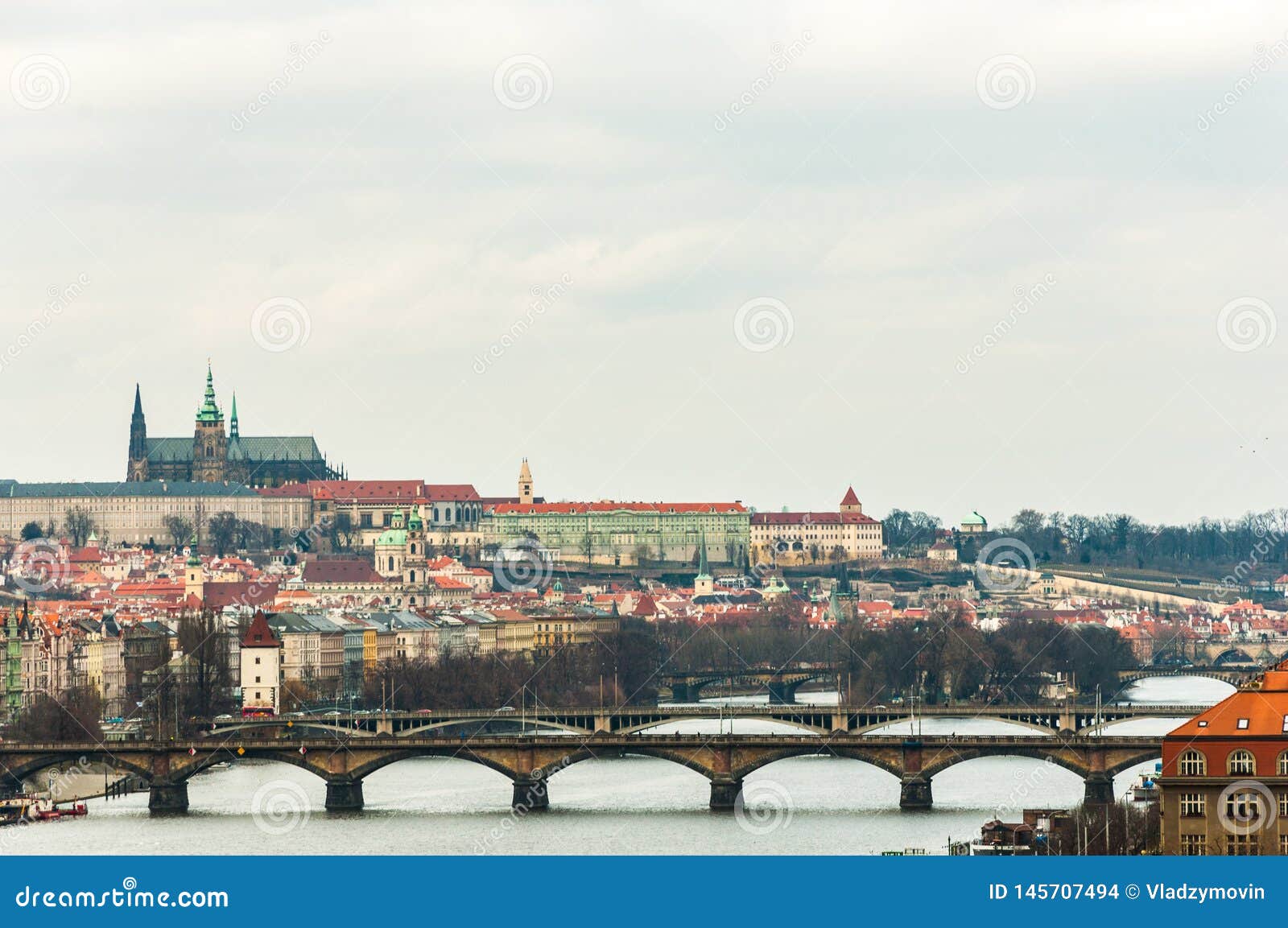 Spectacular View on Prague from the Mountain Stock Photo - Image of ...